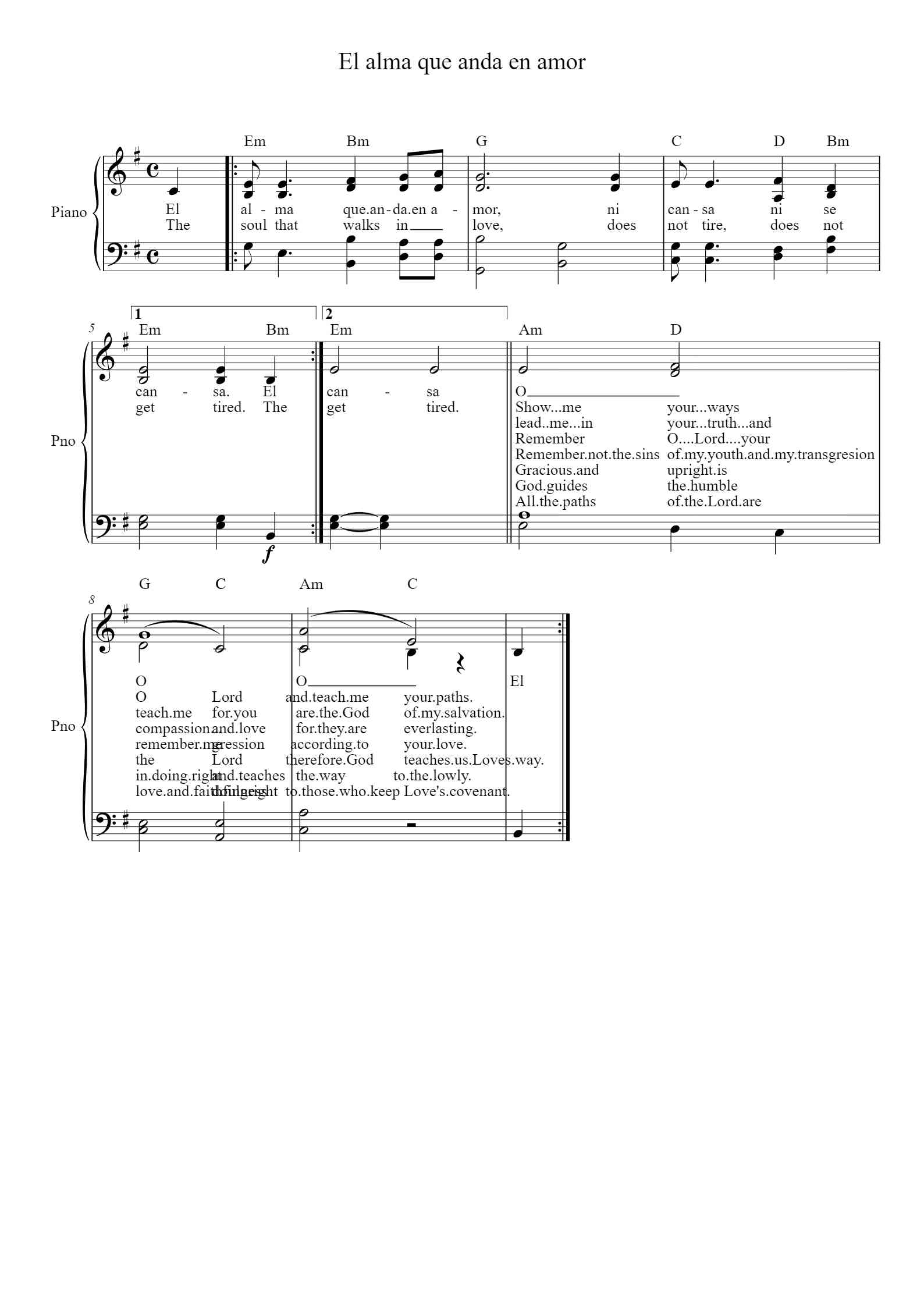 'El alma que anda en amor' - Piano Sheet Music By Taize | TOPiano