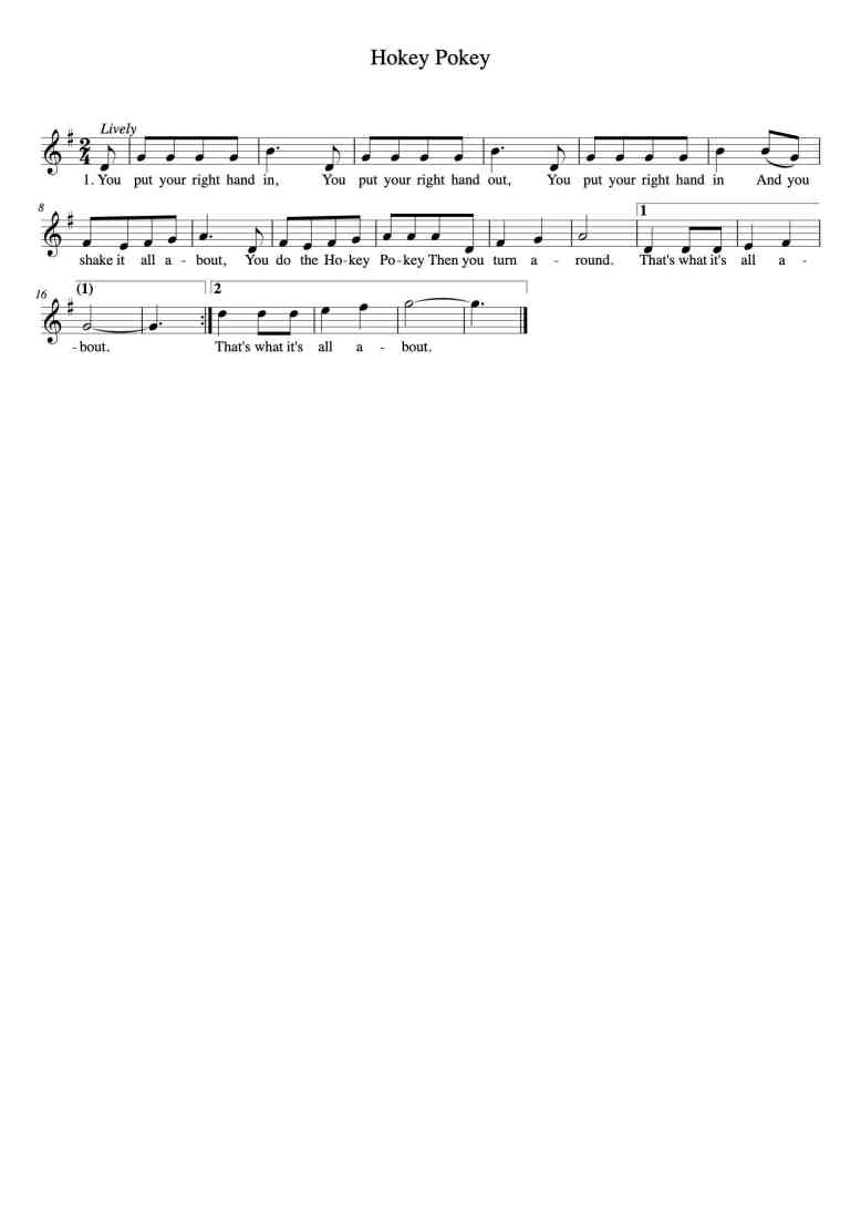 'Hokey Pokey' - Piano Sheet Music By xxx | TOPiano