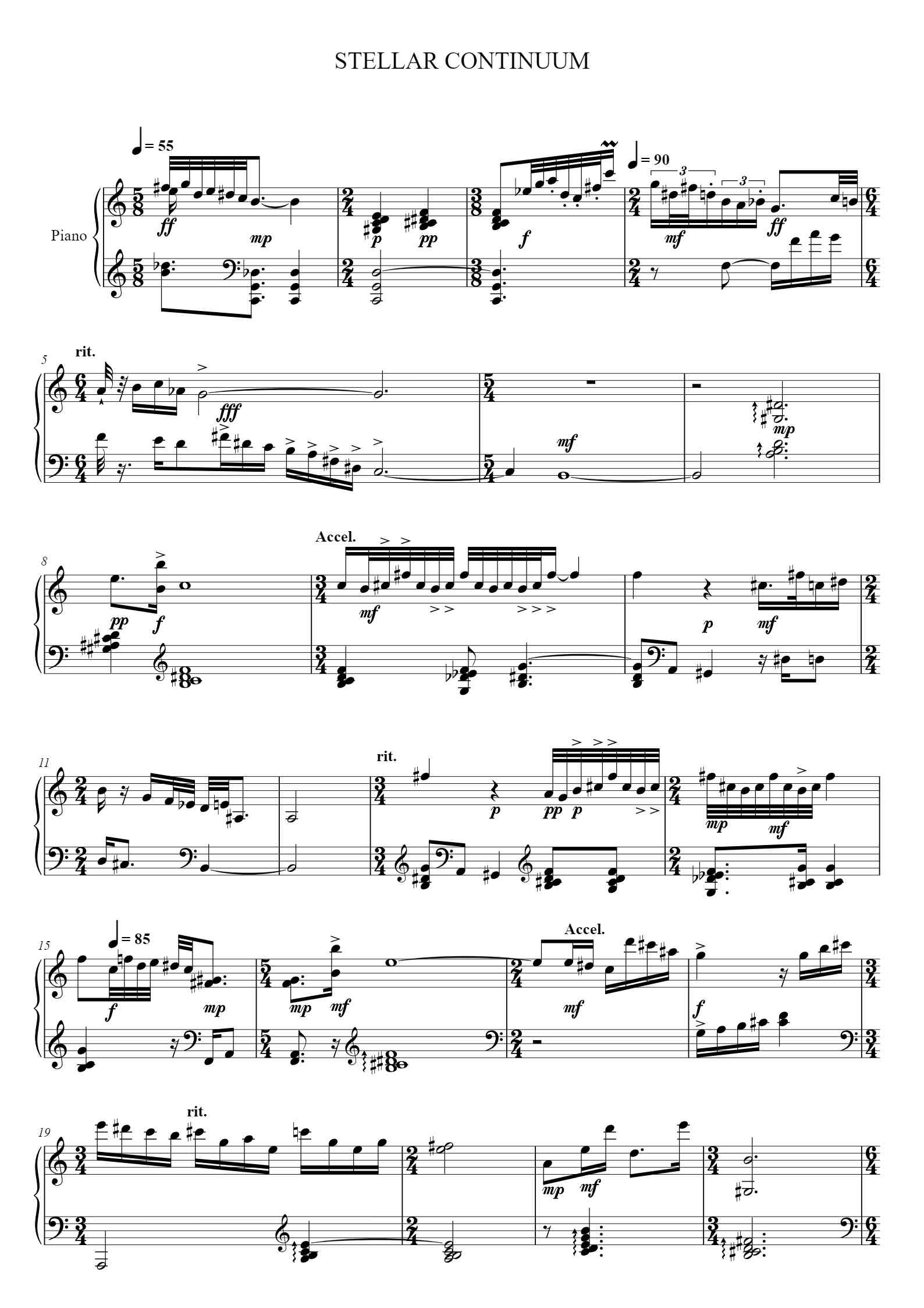 'STELLAR CONTINUUM' - Piano Sheet Music By T.E.Fleming 01.01.21 | TOPiano