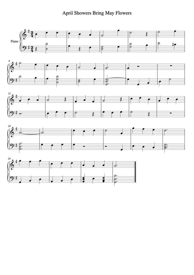 April Showers Bring May Flowers钢琴谱 - Maria Tavarez - free piano sheet ...