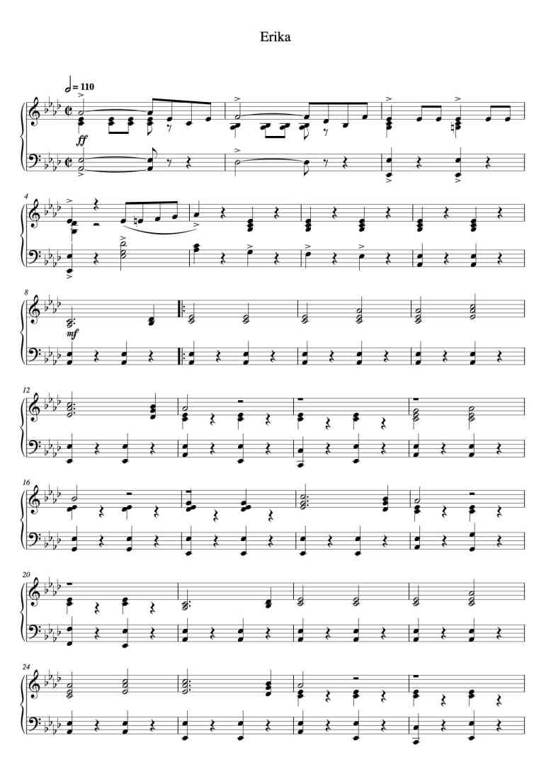'Erika' - Piano Sheet Music By Herms Niel | TOPiano