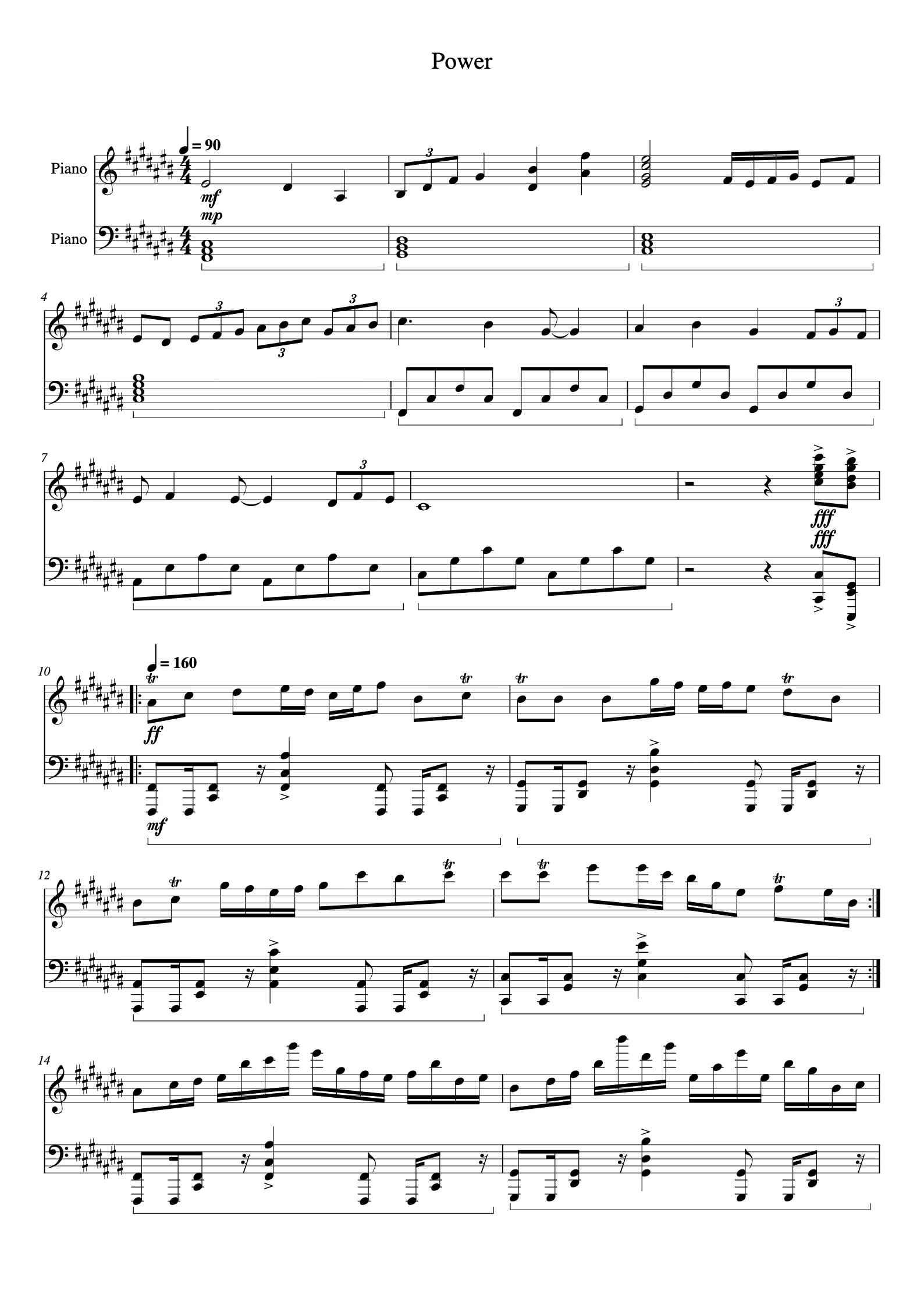 'Power' - Piano Sheet Music By Kosta Zlatkovik | TOPiano