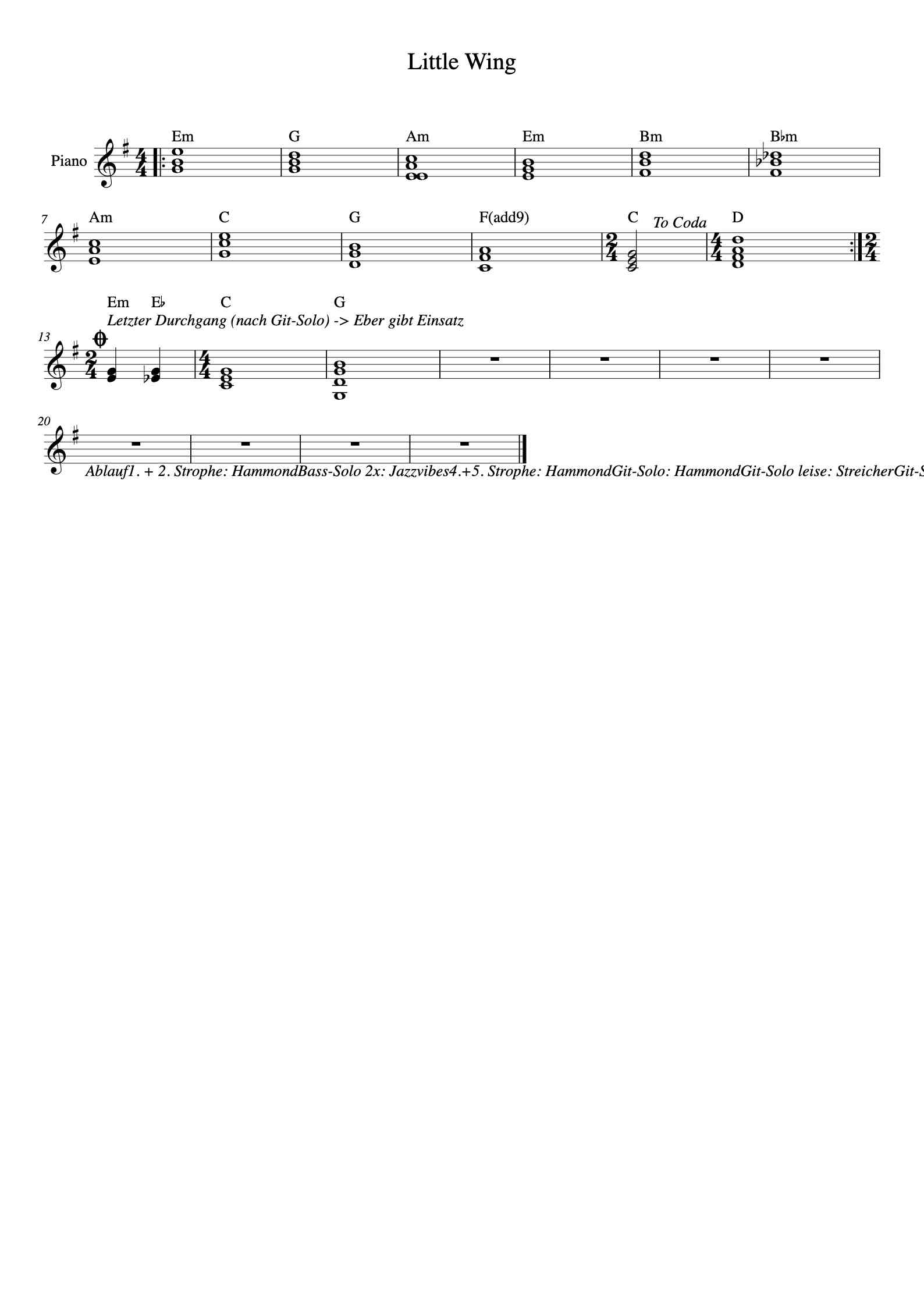 'Little Wing' - Piano Sheet Music By Jimi Hendrix | TOPiano