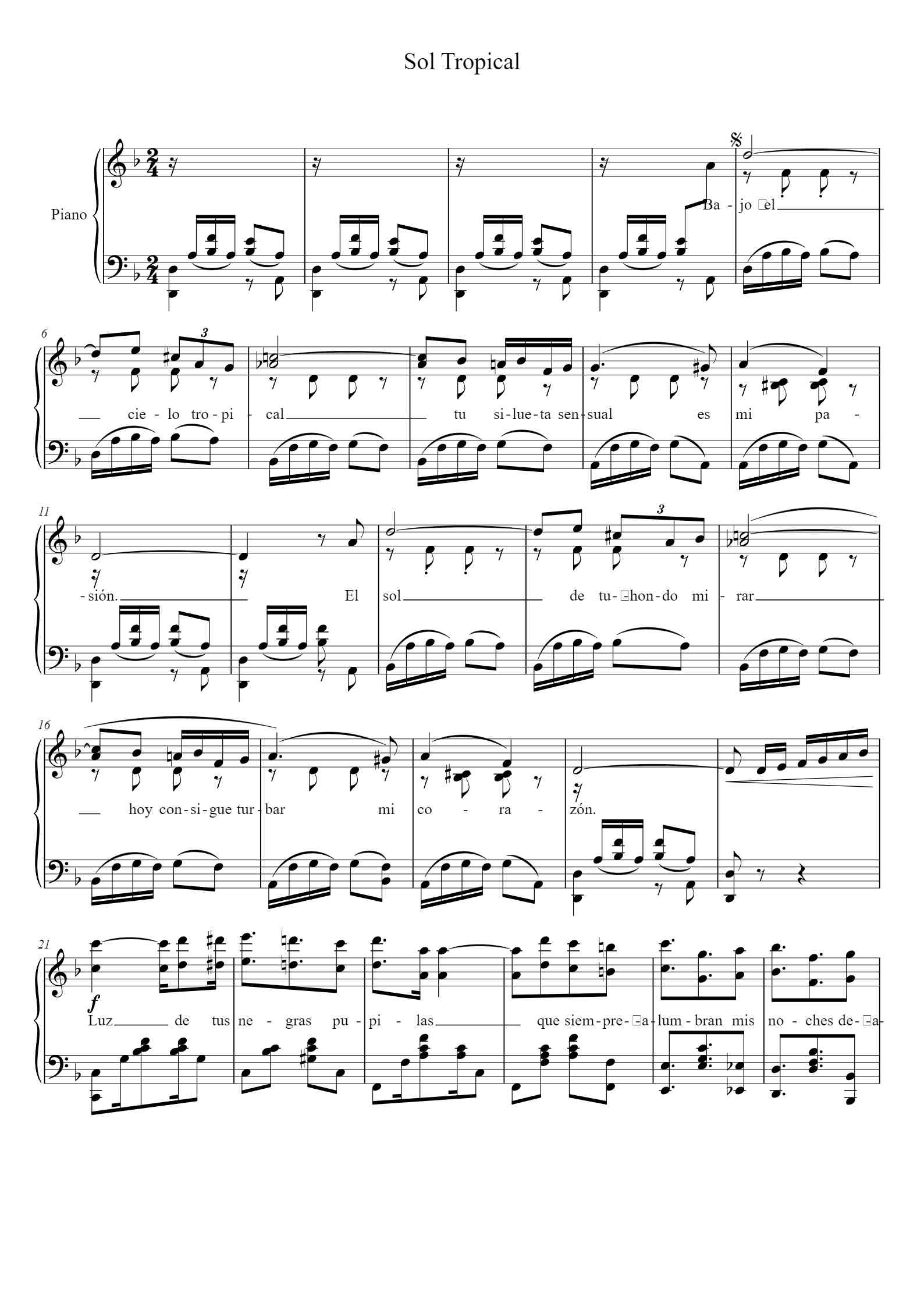 'Sol Tropical' - Piano Sheet Music By Terig Tucci | TOPiano
