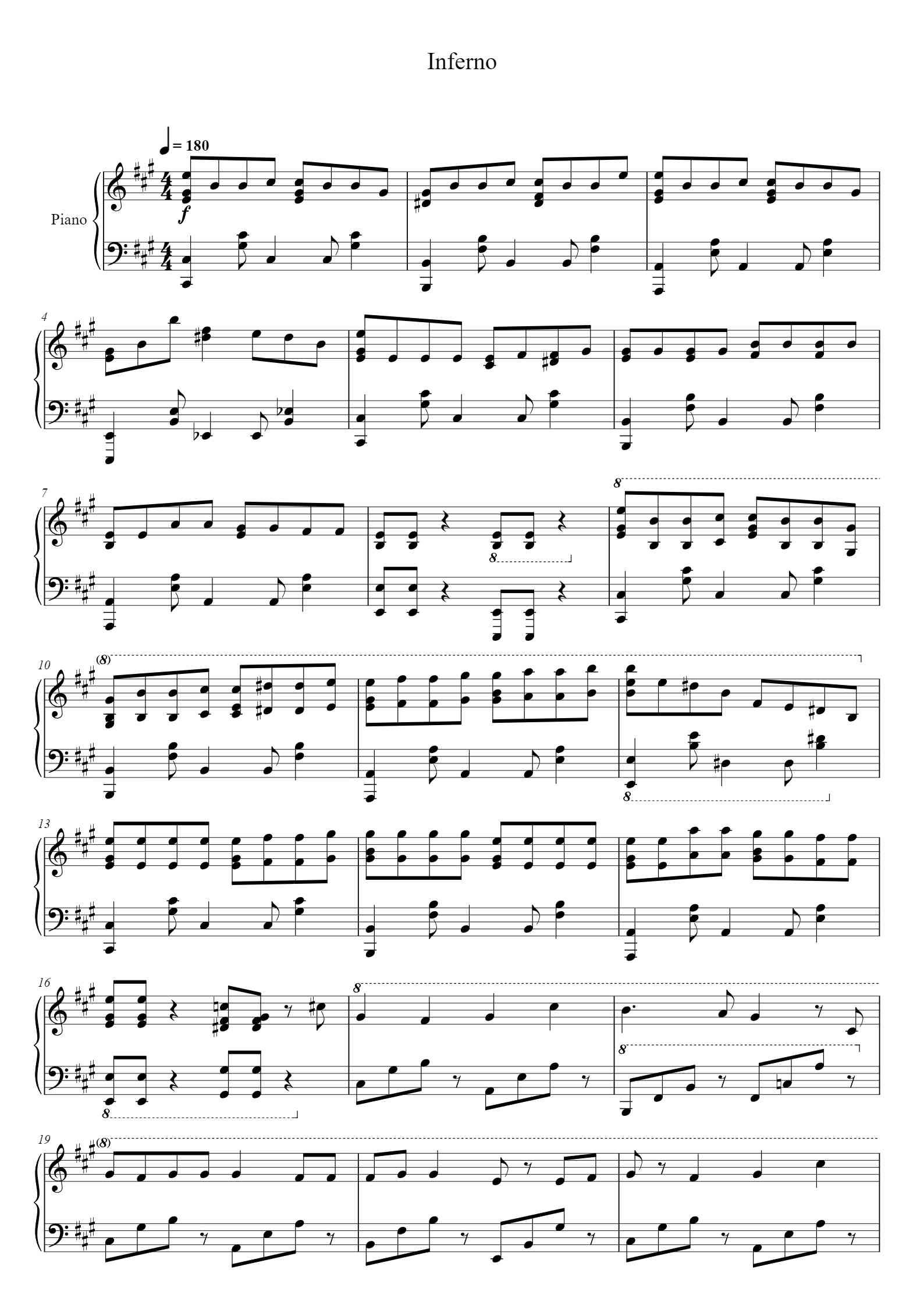'Inferno' - Piano Sheet Music By Joeta | TOPiano