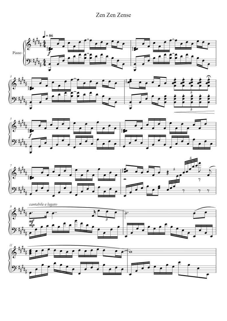 'Zen Zen Zense' - Piano Sheet Music By Lewcoln | TOPiano