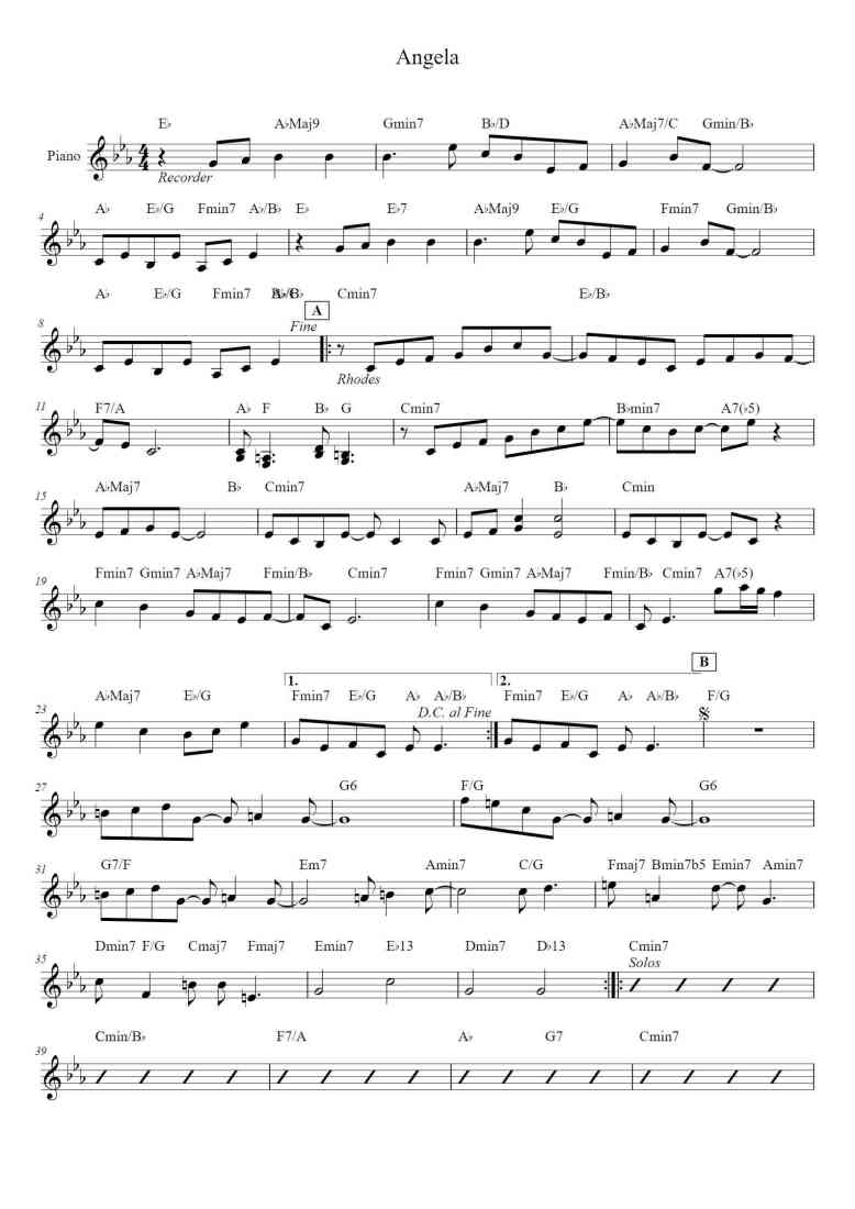 'Angela' - Piano Sheet Music By Bob James | TOPiano