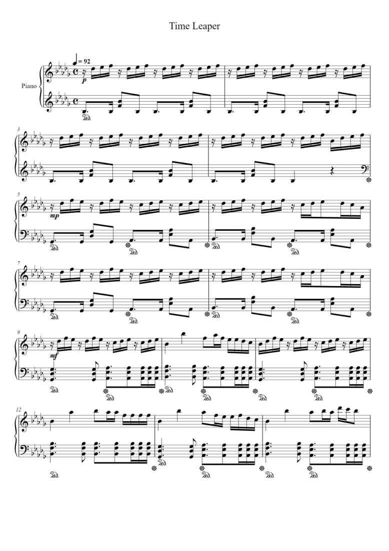 'Time Leaper' - Beginner Piano Sheet Music by Original by Hinkik | TOPiano