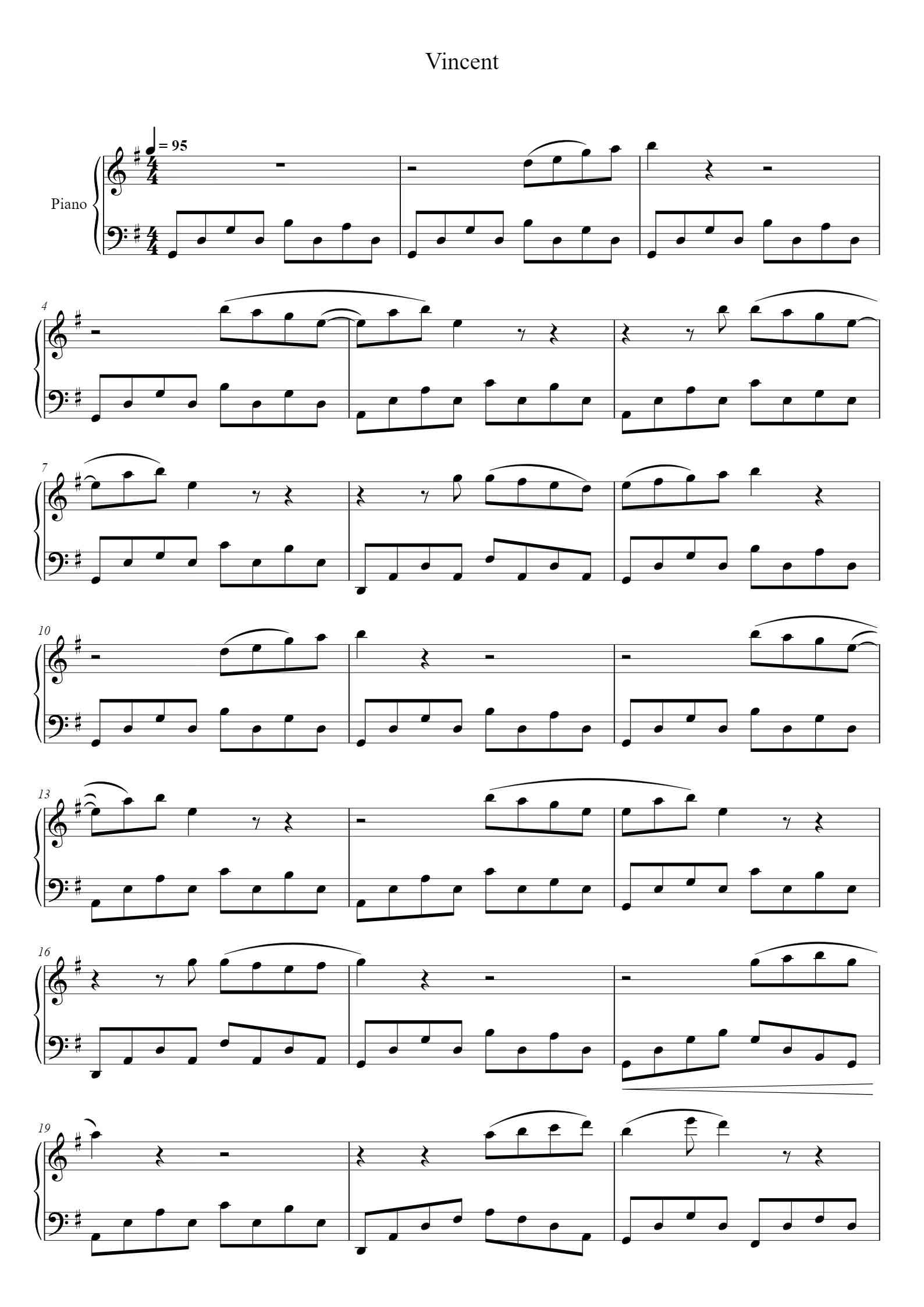 'Vincent' - Piano Sheet Music By Don McLean | TOPiano