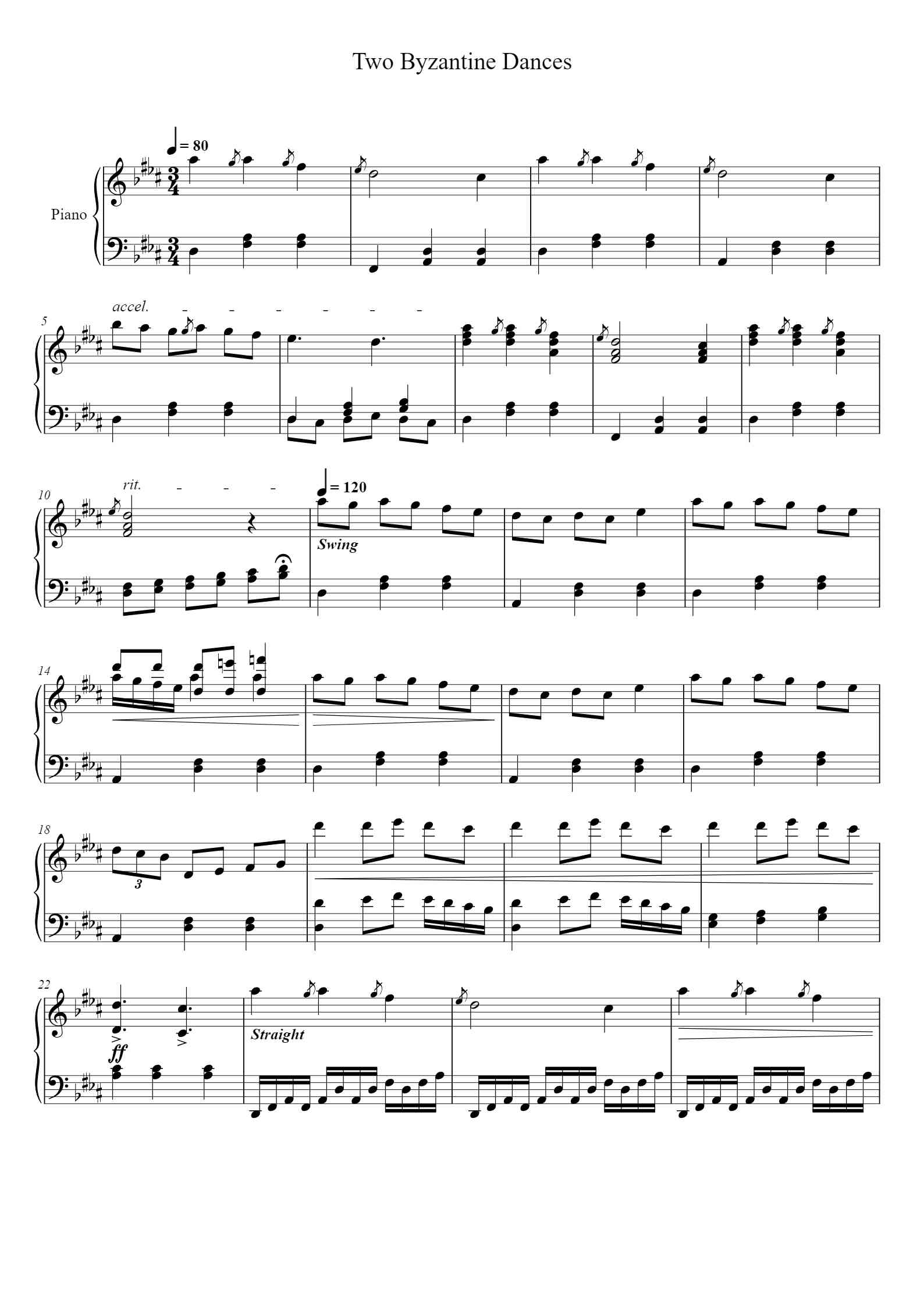 'Two Byzantine Dances' - Piano Sheet Music By Connor Koesler | TOPiano