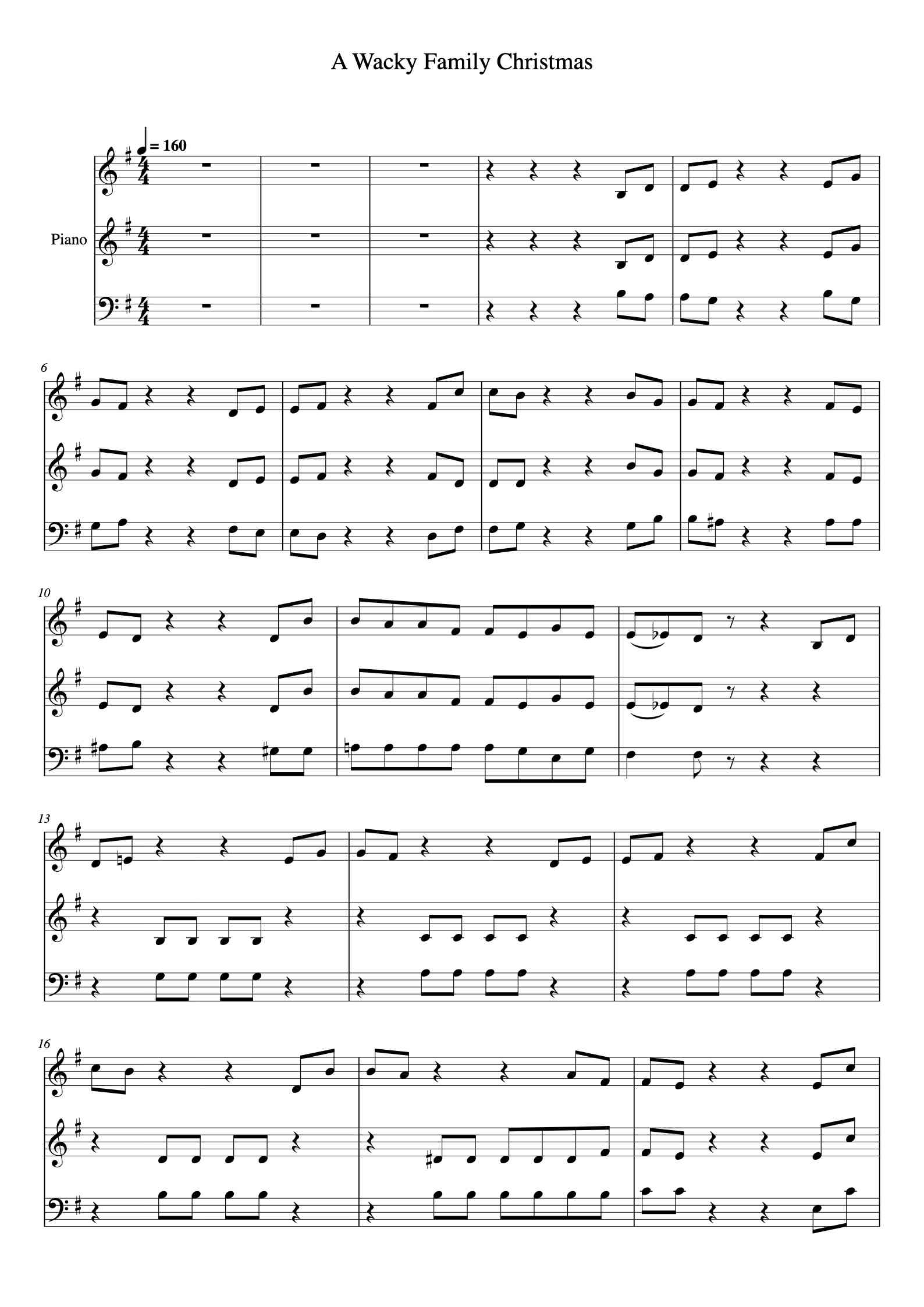 'A Wacky Family Christmas' - Piano Sheet Music By xxx | TOPiano
