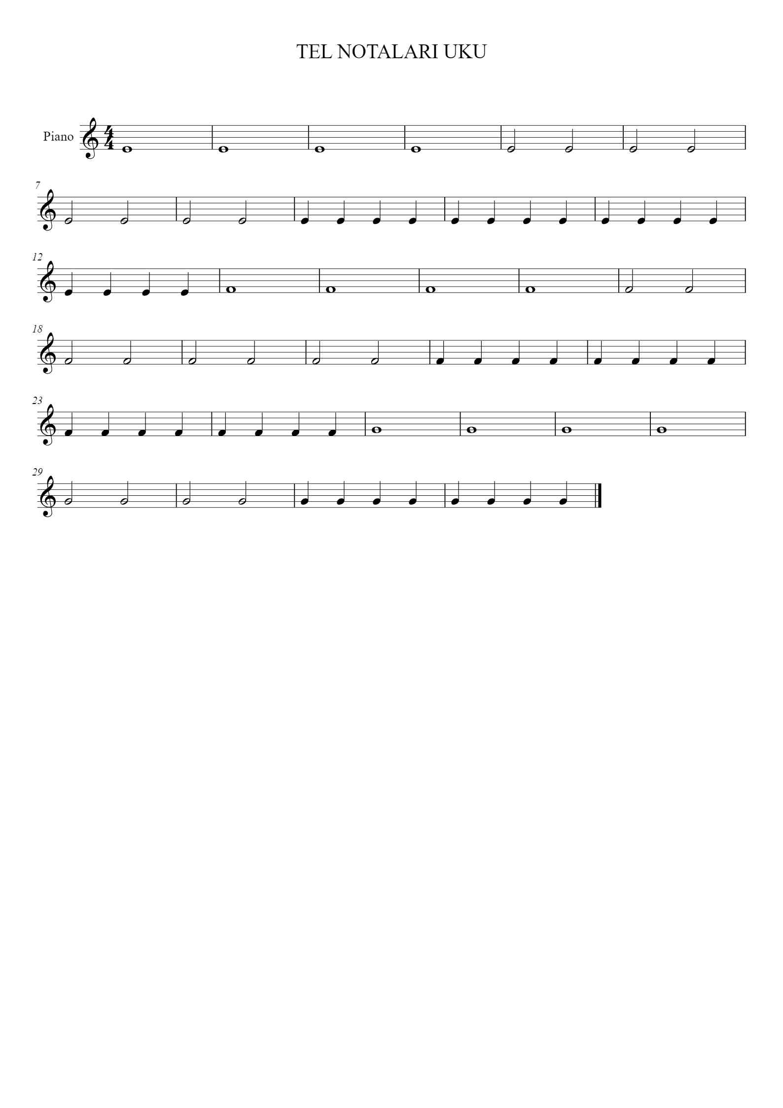 'TEL NOTALARI UKU' - Piano Sheet Music By Composer | TOPiano