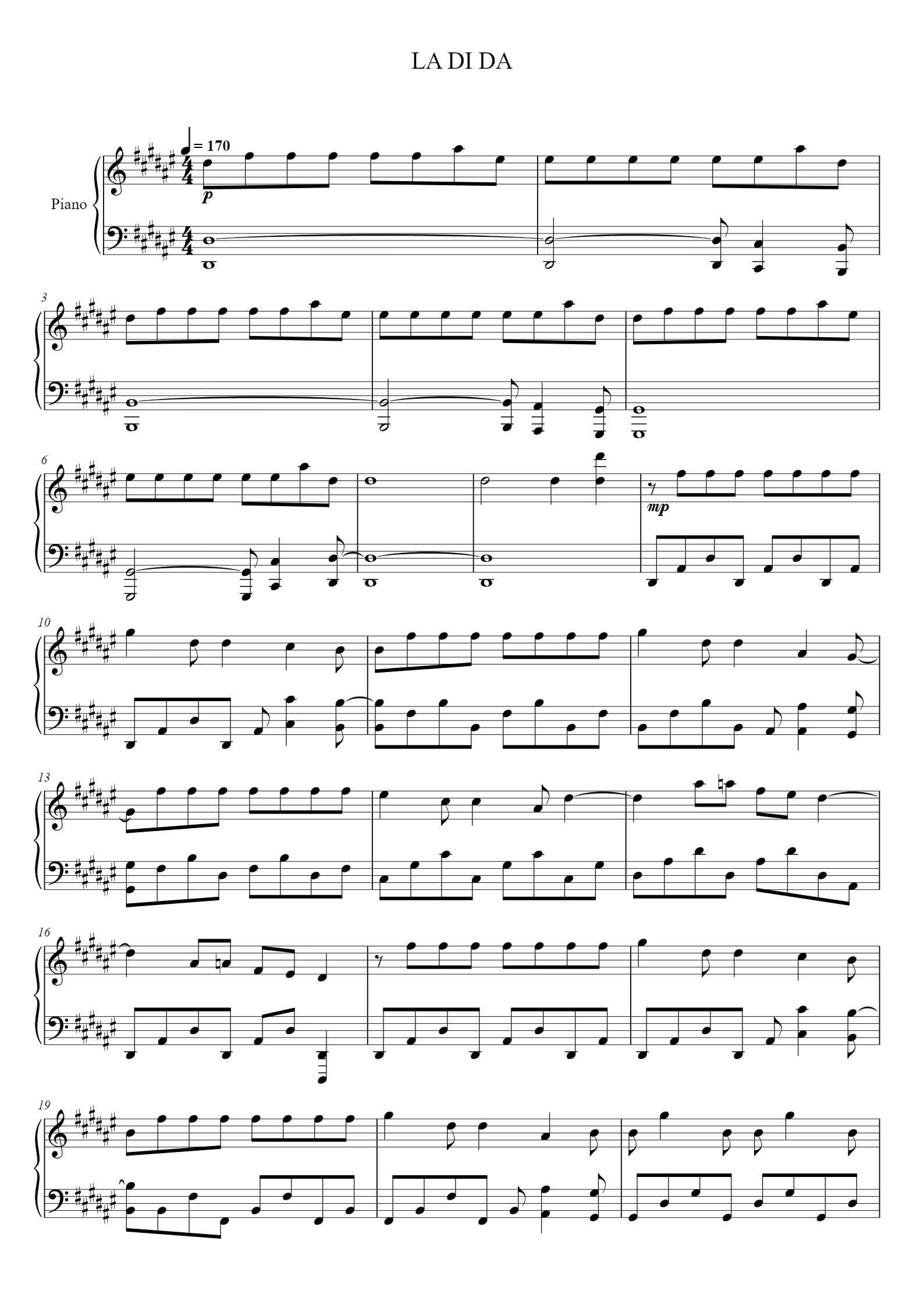 'LA DI DA - EVERGLOW (에버글로우)' - Piano Sheet Music By Hayley Aitken/Olof ...