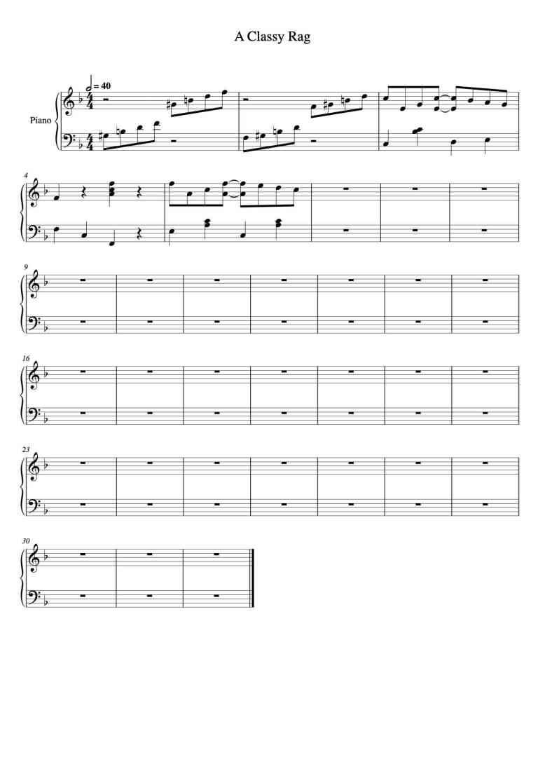 'A Classy Rag' - Piano Sheet Music By xxx | TOPiano