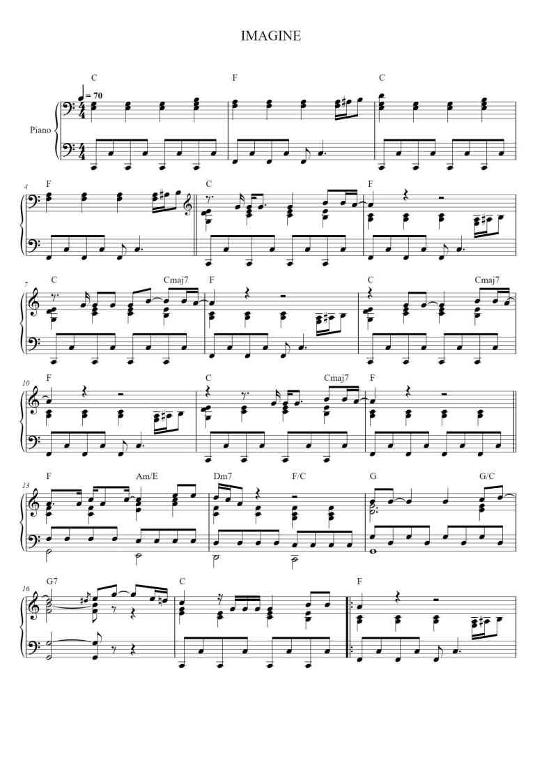 'IMAGINE' - Piano Sheet Music By John LENNON | TOPiano