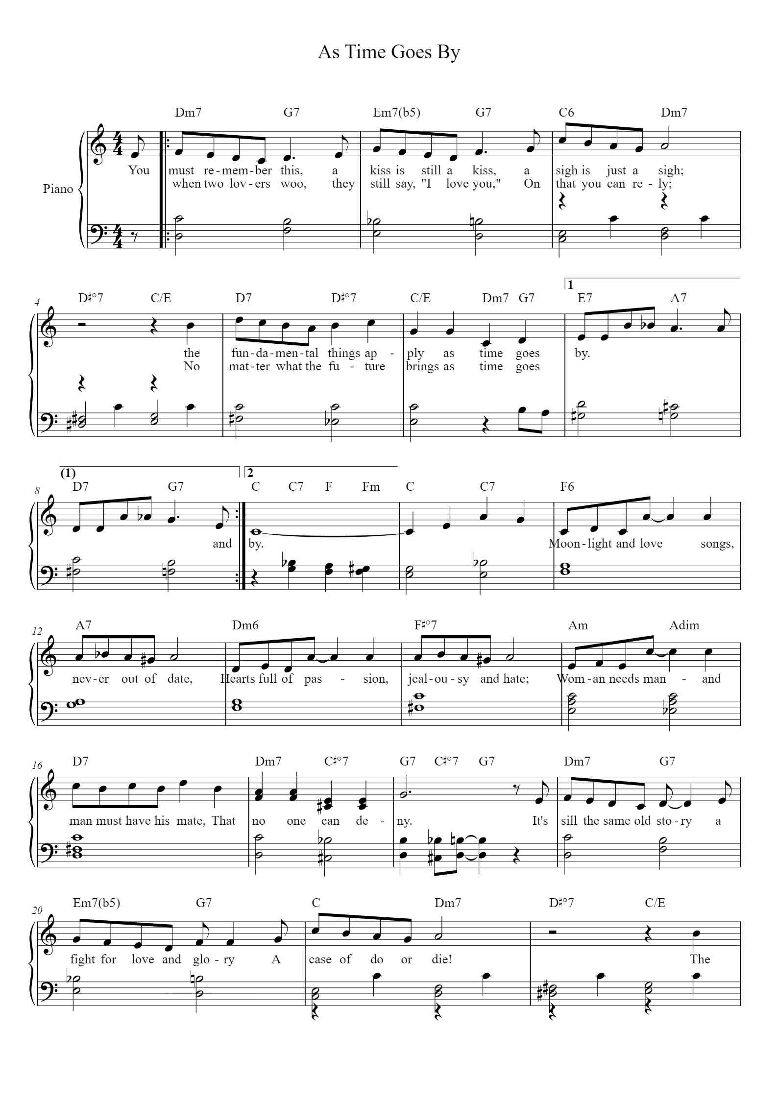 'As Time Goes By' - Piano Sheet Music By Herman Hupfeld | TOPiano