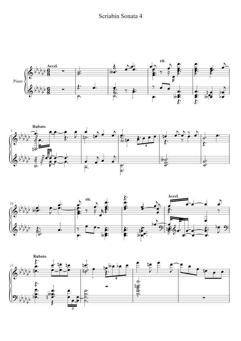 'Piano Sonata No. 4 in F-sharp Major, Op. 30' - Piano Sheet Music By xxx | TOPiano