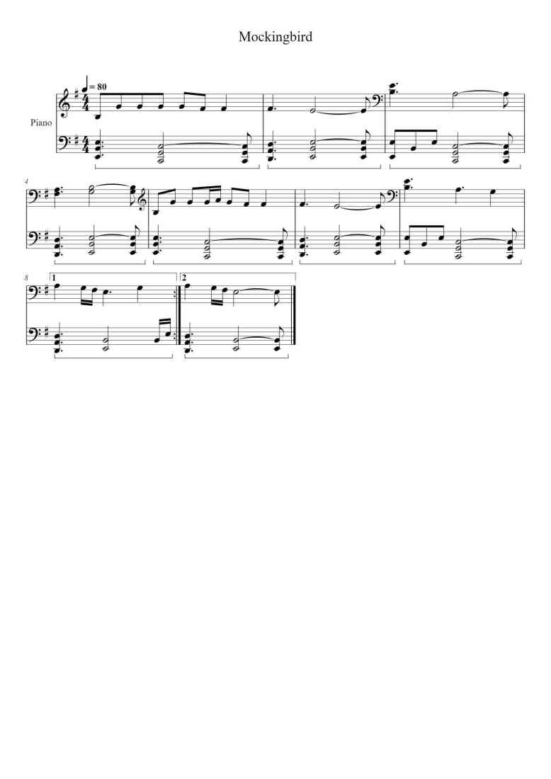 'Mockingbird' - Piano Sheet Music By Eminem | TOPiano