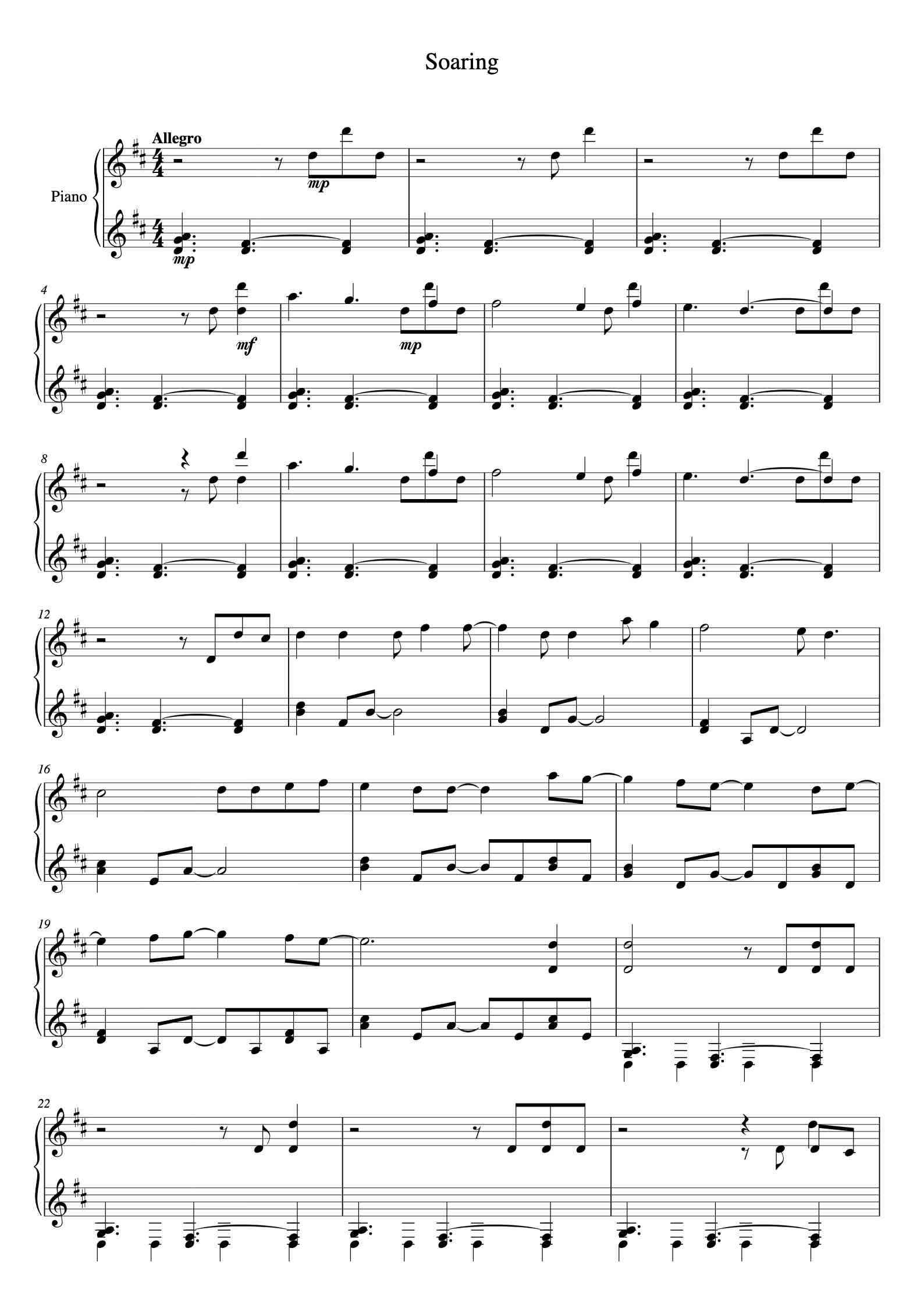 'Soaring' - Piano Sheet Music By Quenfay | TOPiano