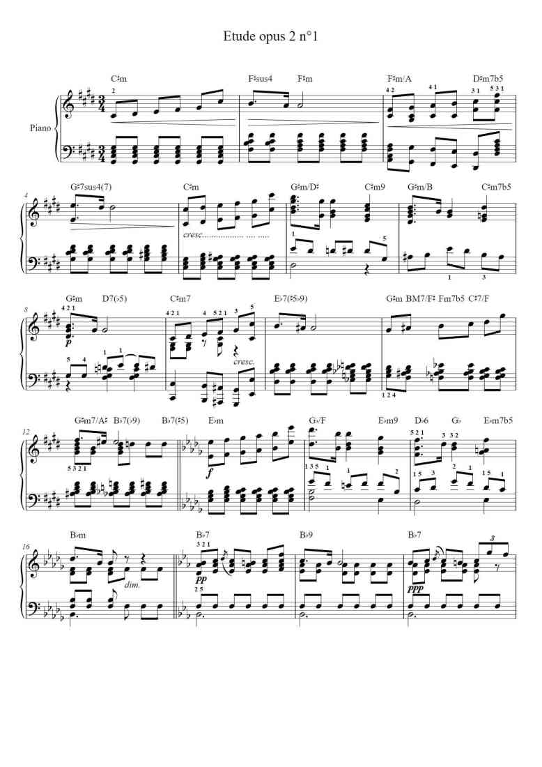 'Etude in C-sharp Minor, Op. 2, No. 1' - Piano Sheet Music By Alexandre ...