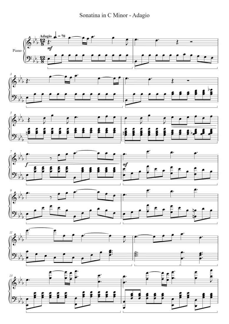 'Sonatina in C Minor - Adagio' - Piano Sheet Music By Nicholas Locke ...