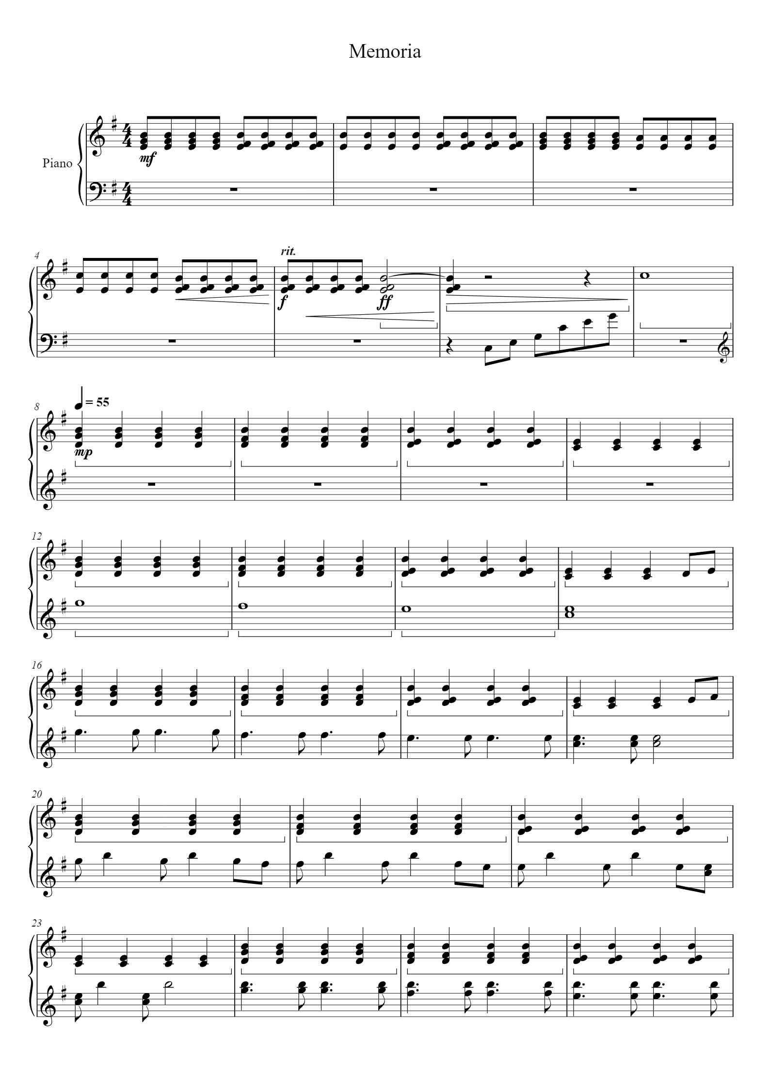 'Memoria' - Piano Sheet Music By Composed by: Anthony Paulette | TOPiano