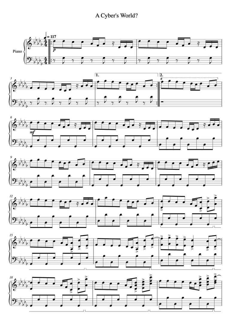 'A Cyber's World?' - Piano Sheet Music By Drewlot | TOPiano