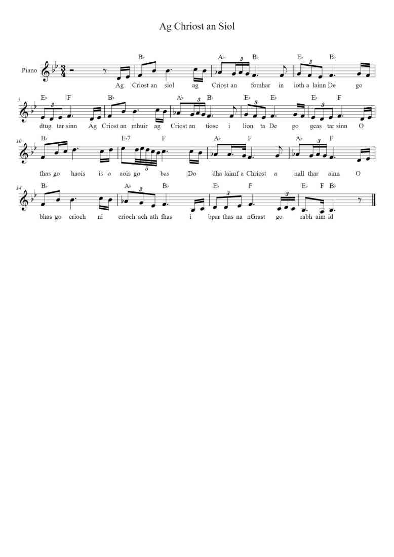 'Ag Chriost an Siol' - Piano Sheet Music By Composer: O'Riada | TOPiano