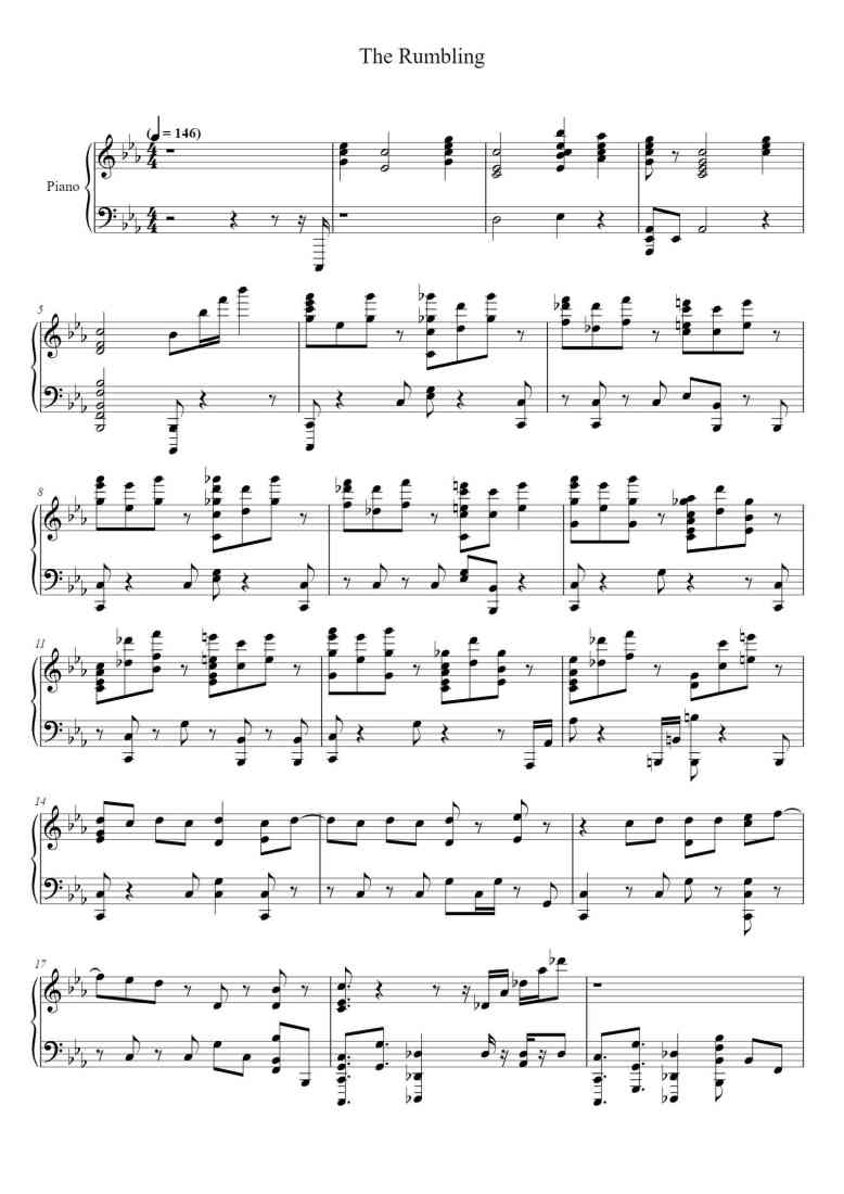 'The Rumbling' - Piano Sheet Music By xxx | TOPiano
