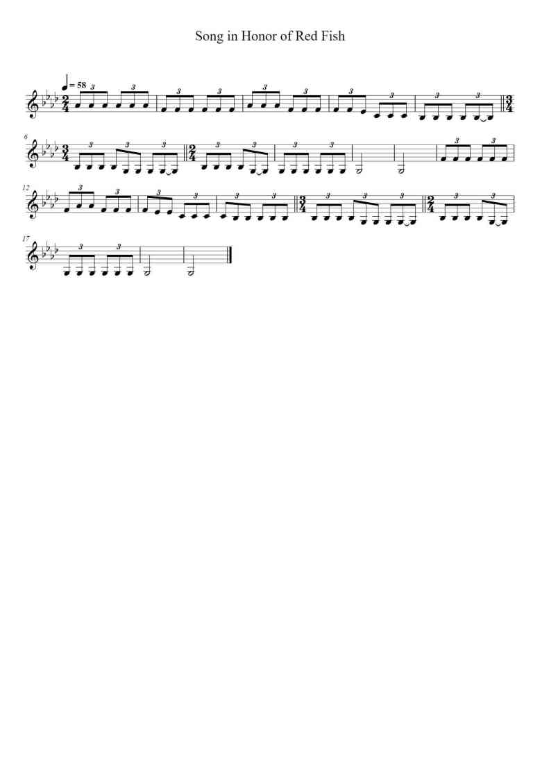 'Song in Honor of Red Fish' - Piano Sheet Music By Teton Sioux band ...