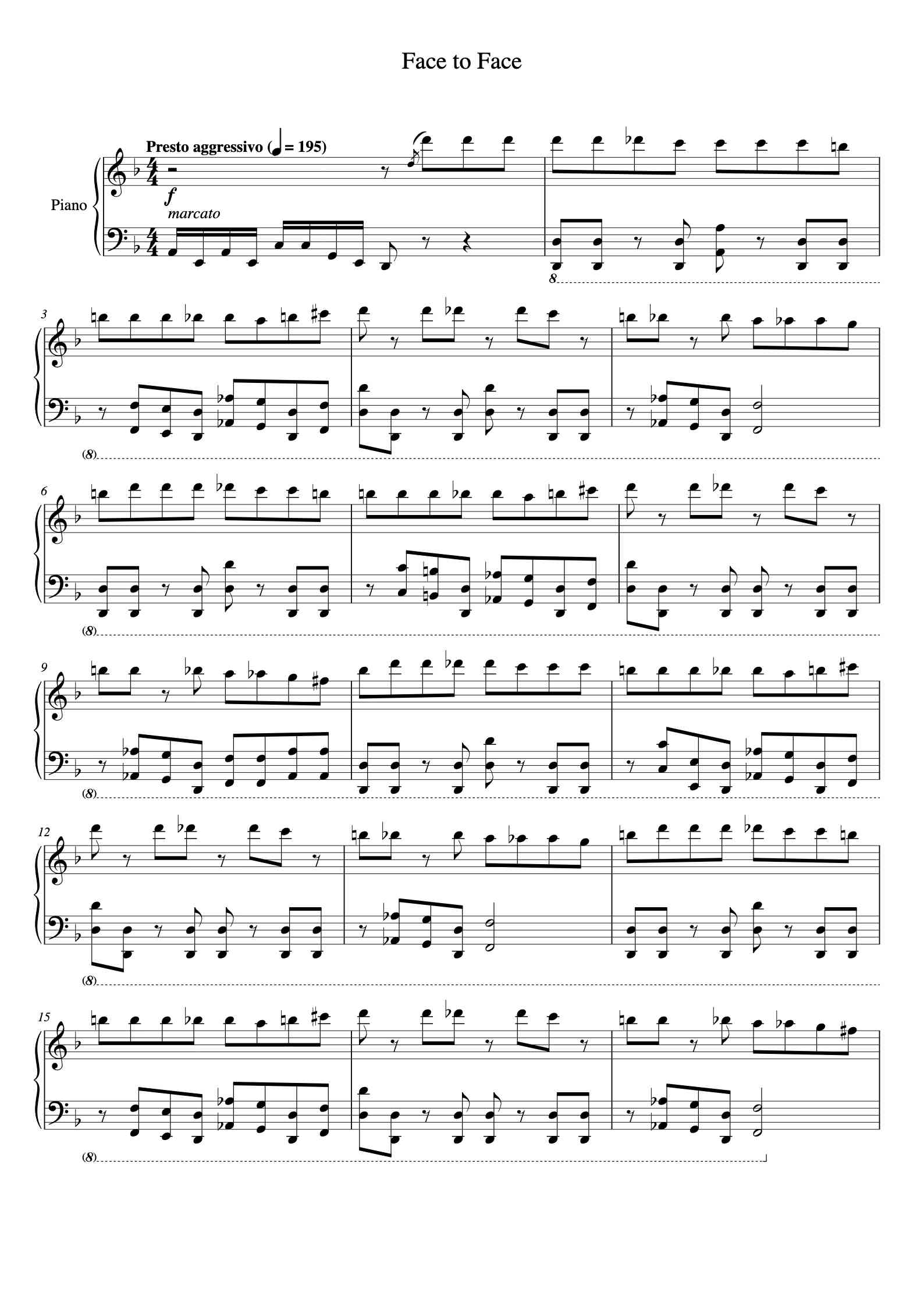 'Face to Face' - Piano Sheet Music By Tom Mauritzon | TOPiano
