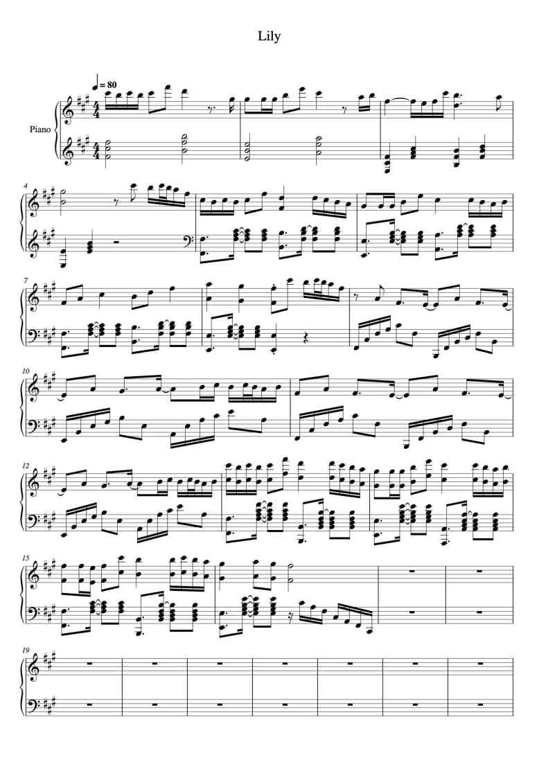 'Lily' - Piano Sheet Music By Alan Walker | TOPiano