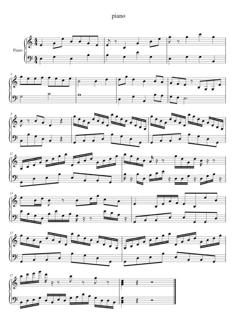 'piano' - Piano Sheet Music By xxx | TOPiano