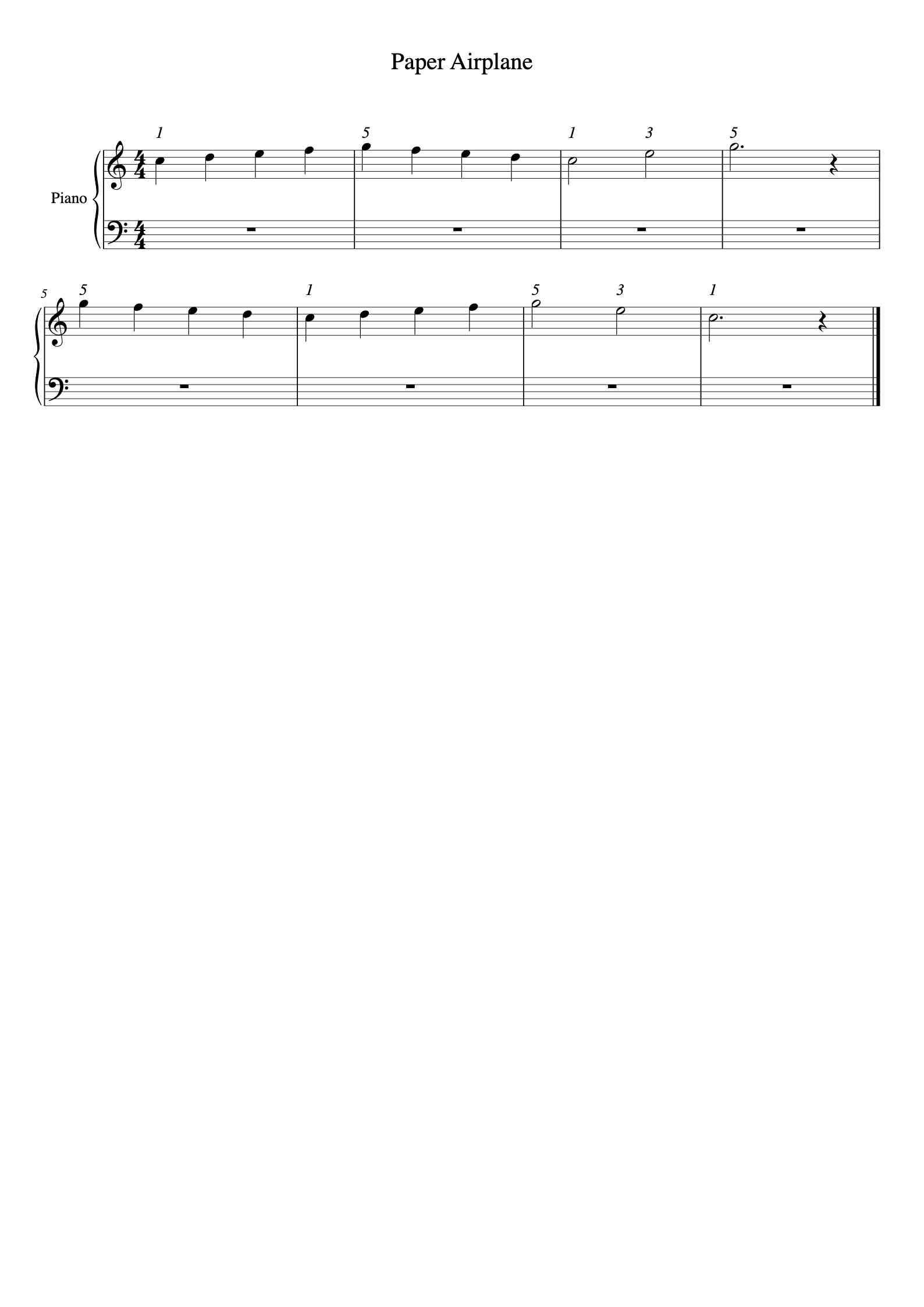'Paper Airplane' - Piano Sheet Music By Nancy and Randall Faber | TOPiano