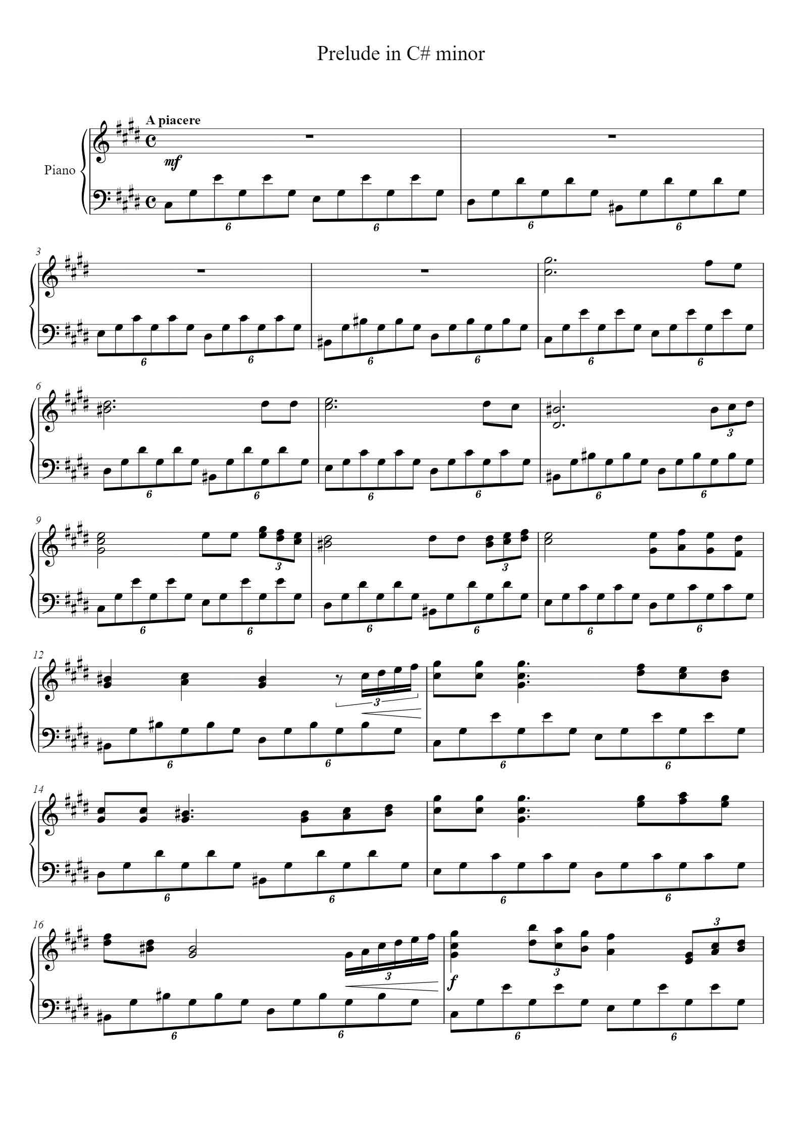 'Prelude in C# minor' - Piano Sheet Music By Derek W. Zhang | TOPiano
