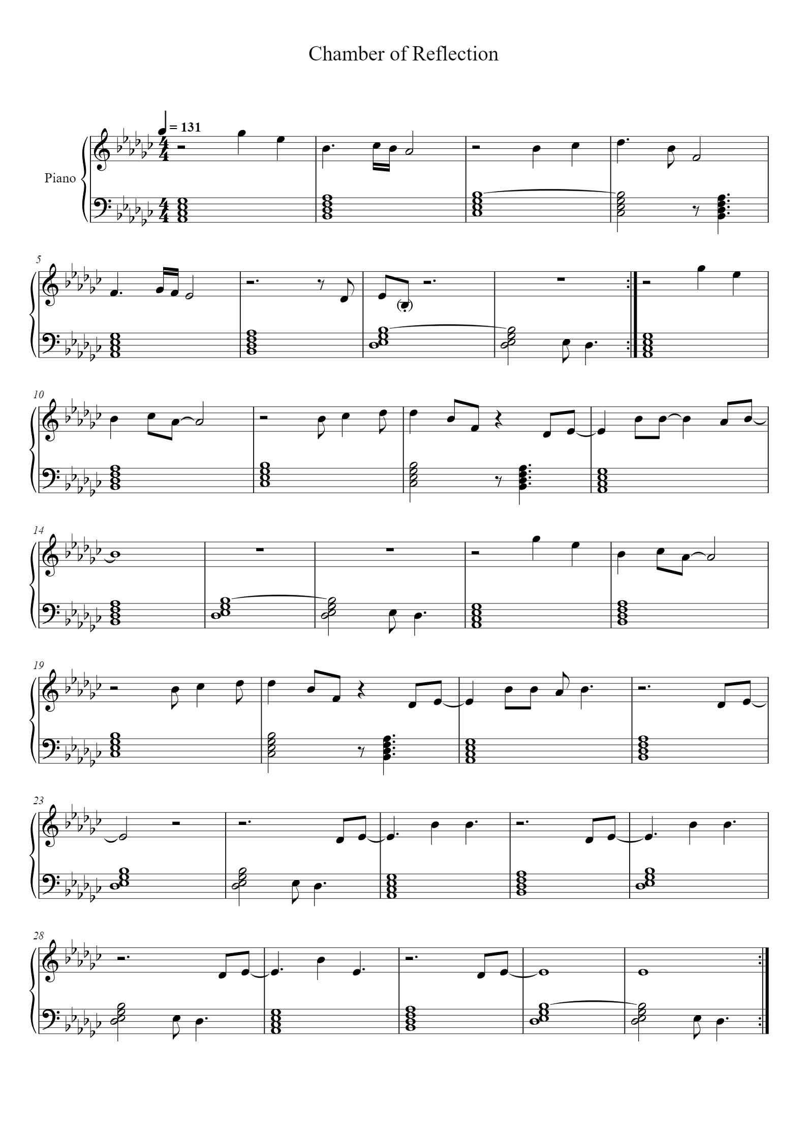 'Chamber of Reflection' - Piano Sheet Music By Mac DeMarco | TOPiano