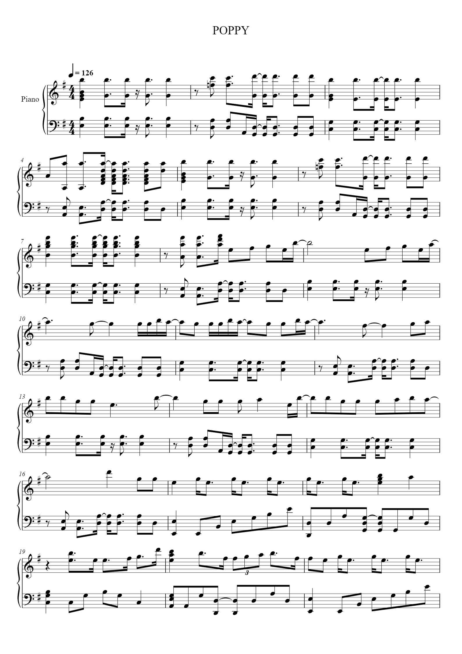 'POPPY' - Piano Sheet Music By STAYC Arr.약약 | TOPiano