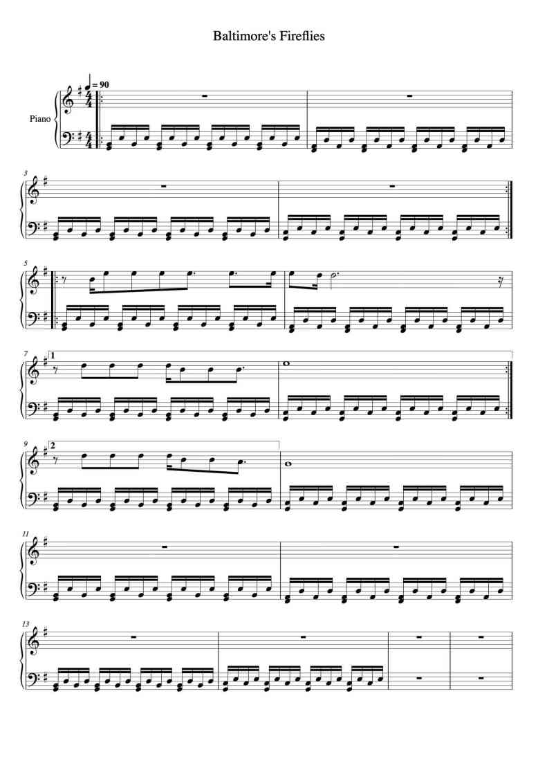 'Baltimore's Fireflies' - Piano Sheet Music By Woodkid | TOPiano