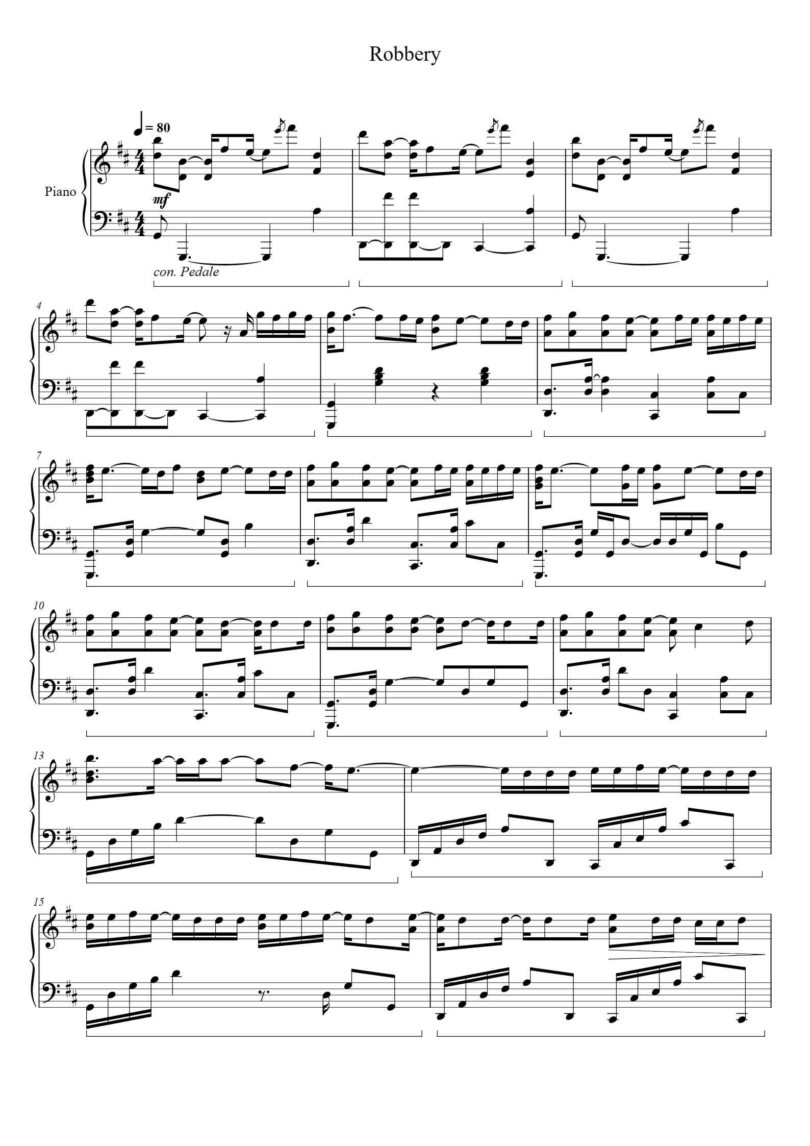 'Robbery' - Piano Sheet Music By Jarad Higgins | TOPiano