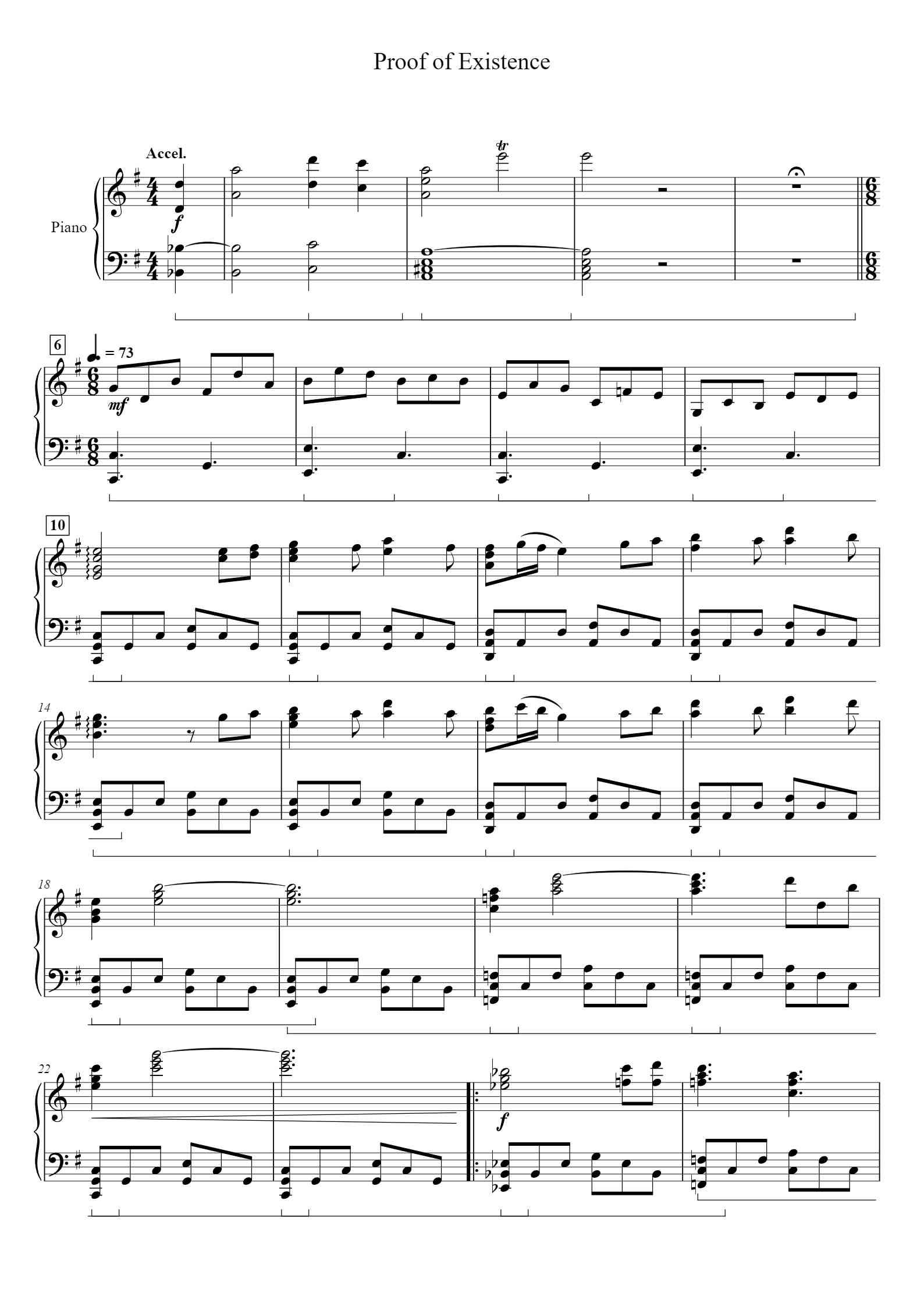 'Proof of Existence' - Piano Sheet Music By Naoko Mitome, Chika ...