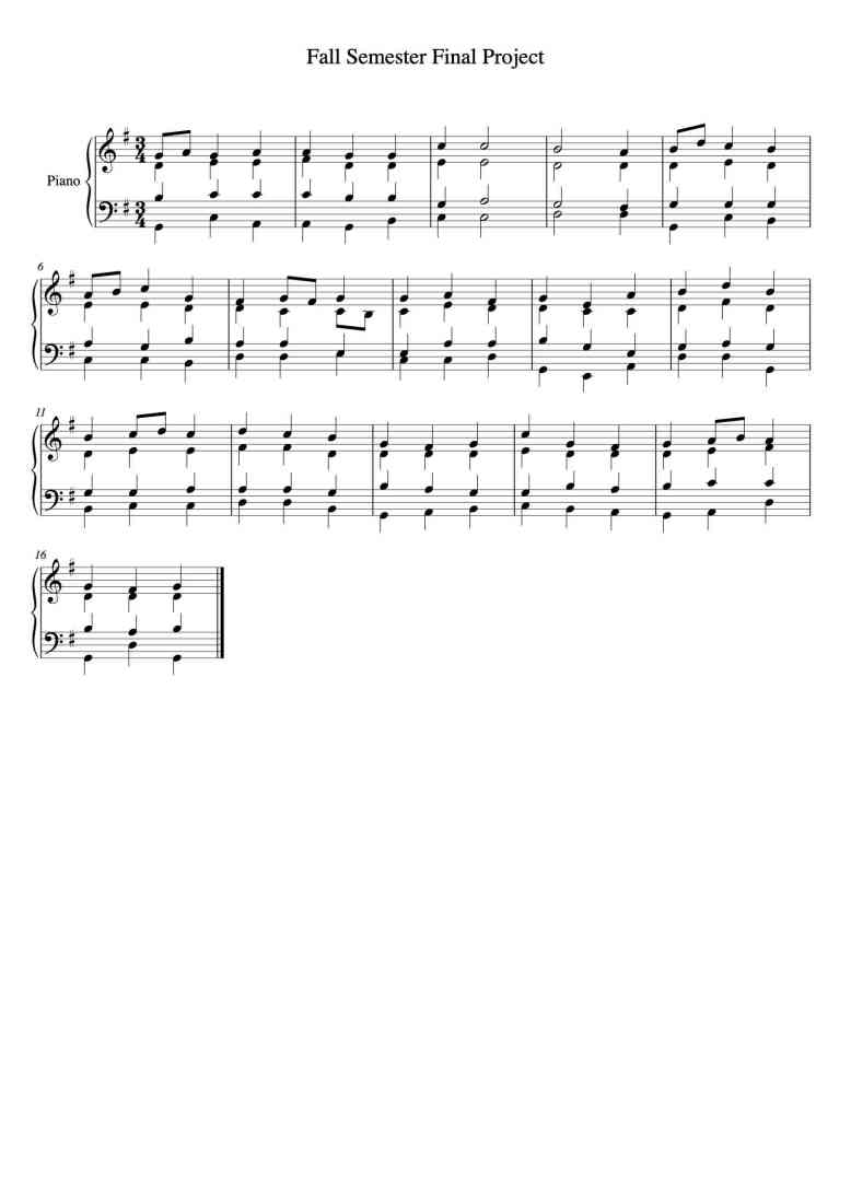 'Fall Semester Final Project' - Piano Sheet Music By Sophia Khoury | TOPiano