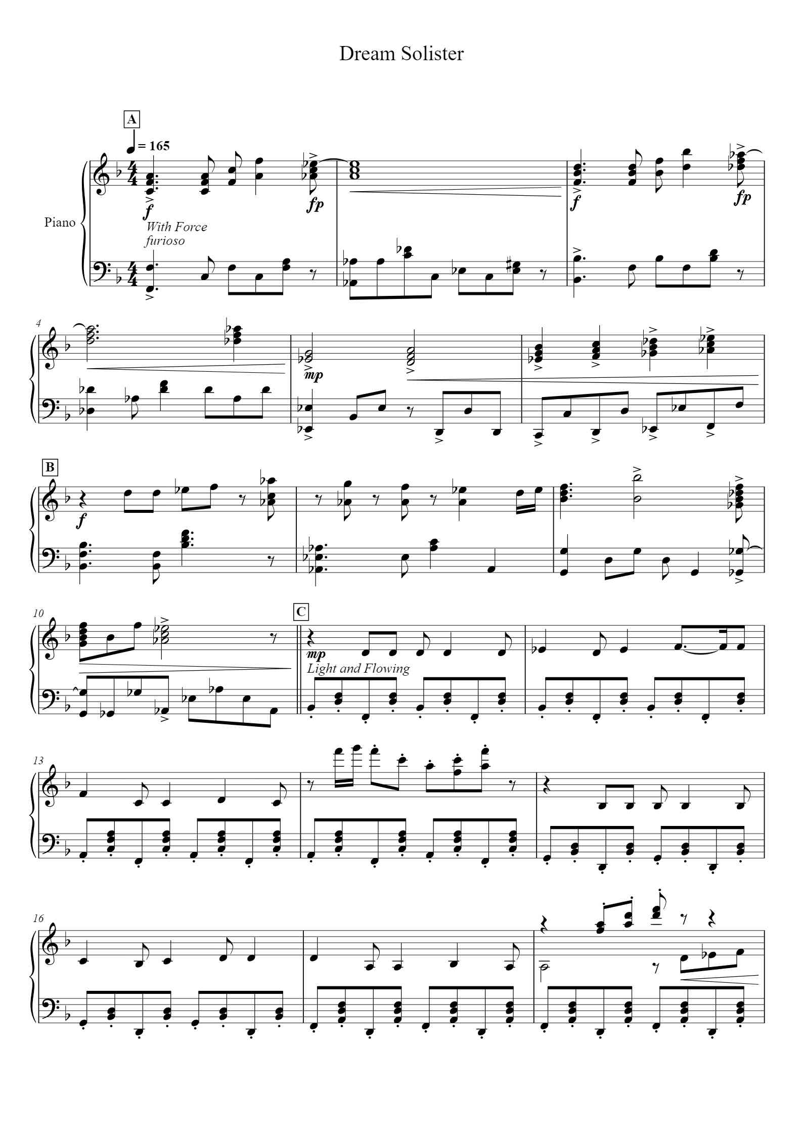'Dream Solister' - Piano Sheet Music By TRUE | TOPiano