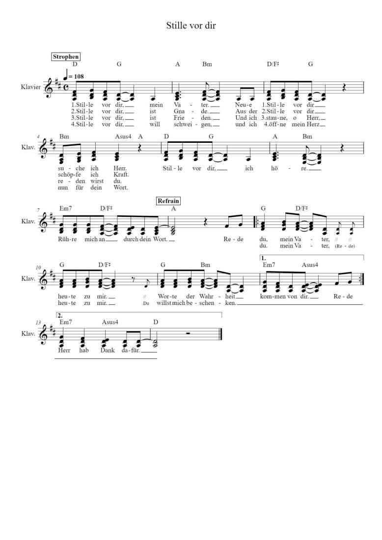 'Stille vor dir' - Piano Sheet Music By T&M: Carsten Groß | TOPiano