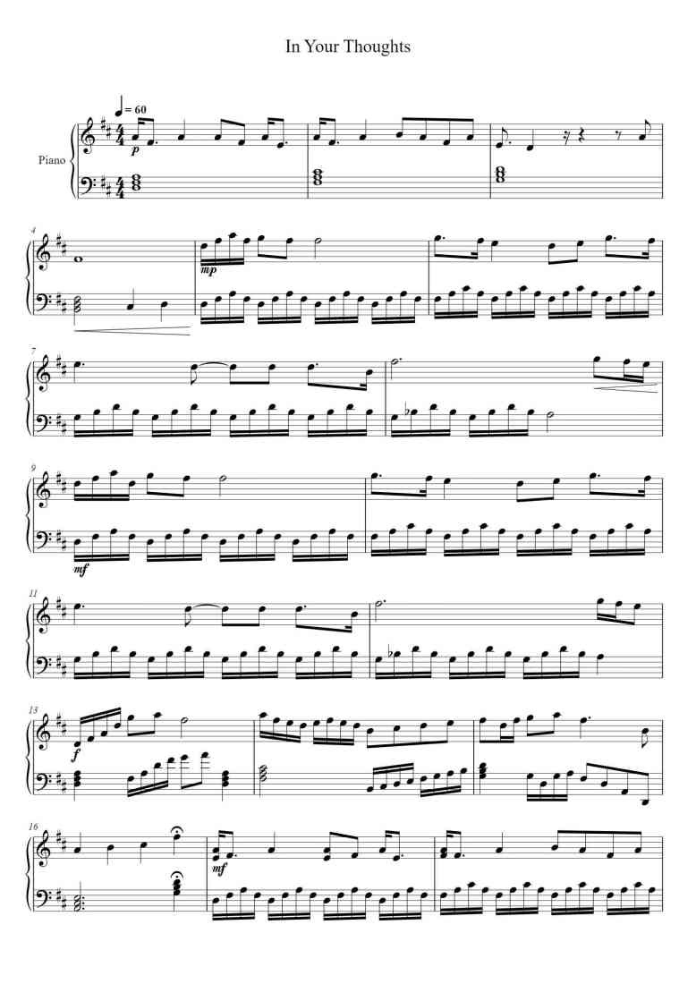 'In Your Thoughts' - Piano Sheet Music By Morgan Ziemba | TOPiano