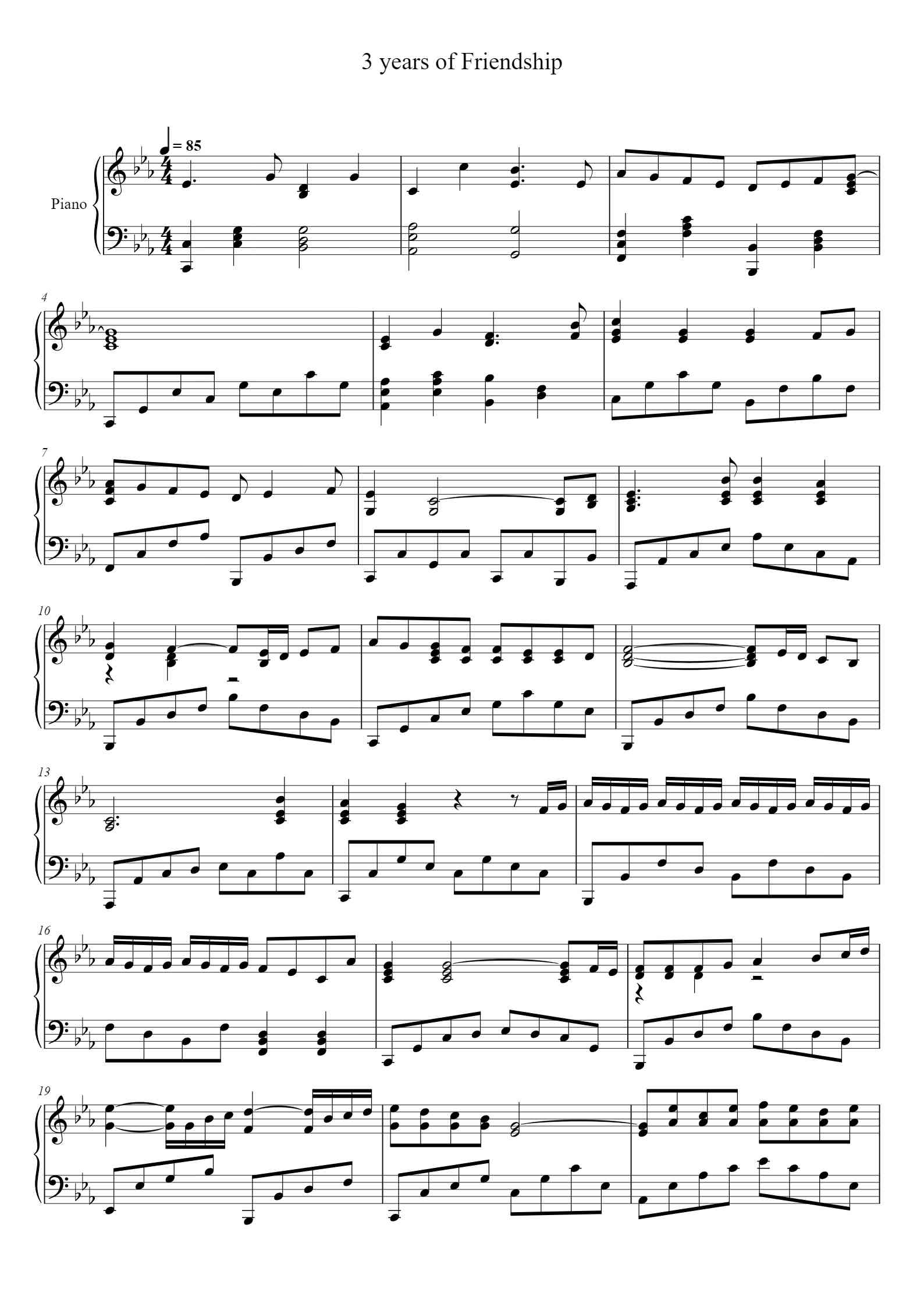 '3 Years of Friendship' - Piano Sheet Music By Pasapong Utrapiromsook ...