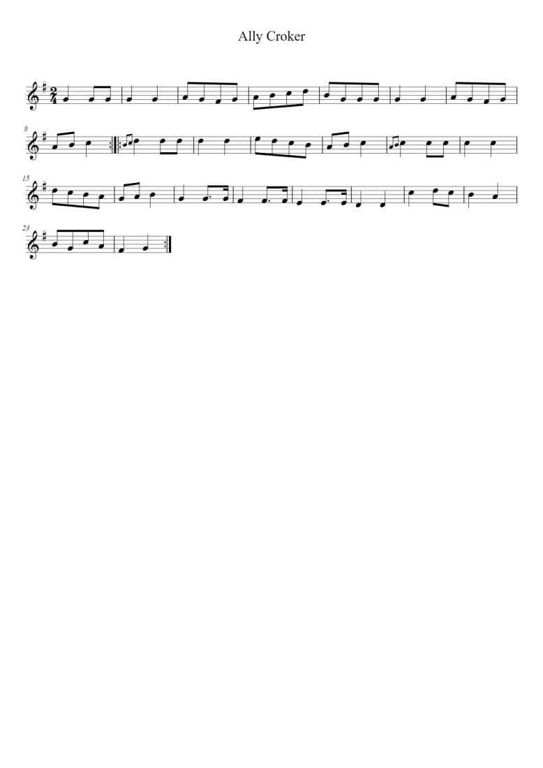 'Ally Croker' - Piano Sheet Music By xxx | TOPiano