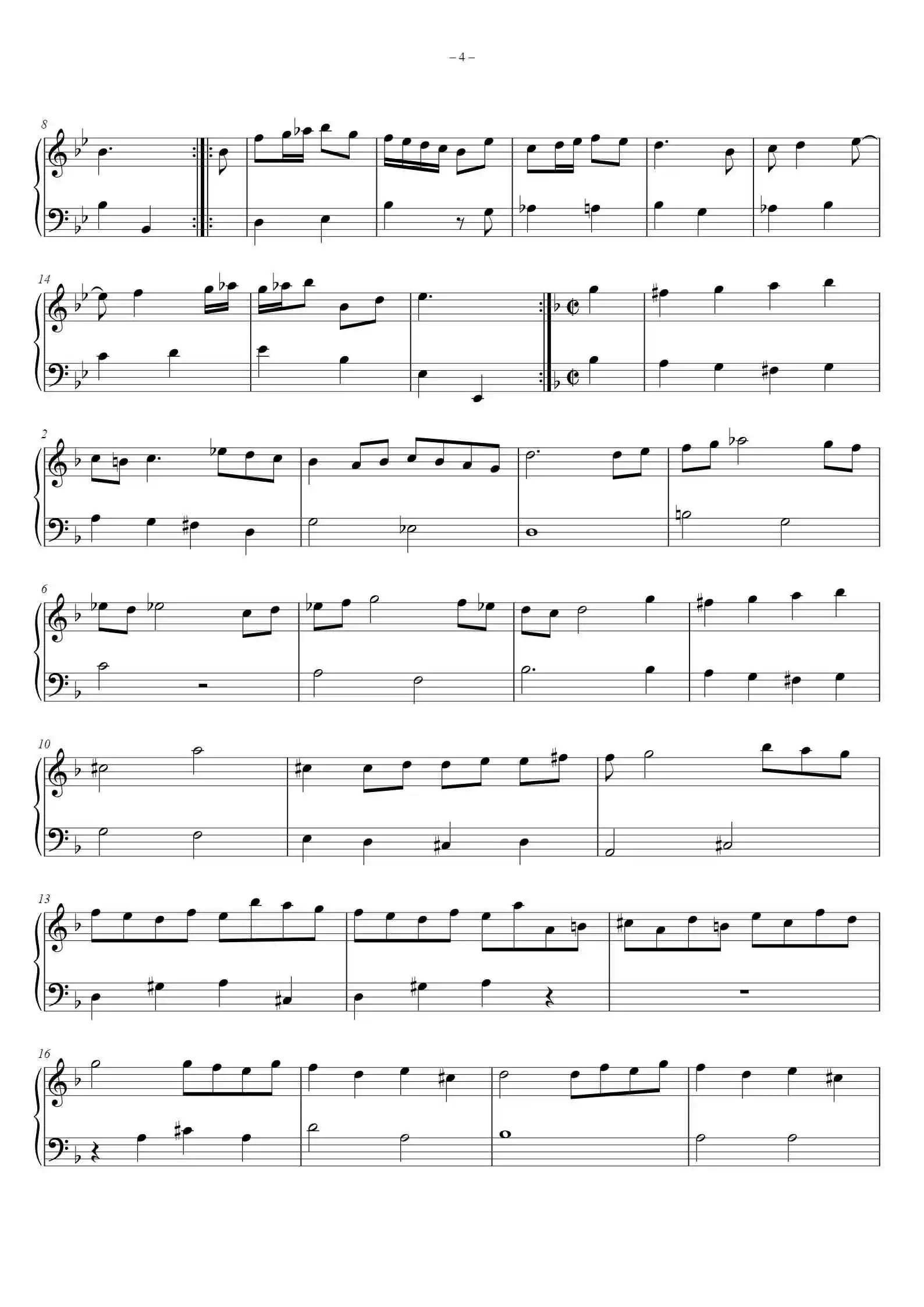 'Sonata in G minor, BeRI 224' - Beginner Piano Sheet Music by Johan ...