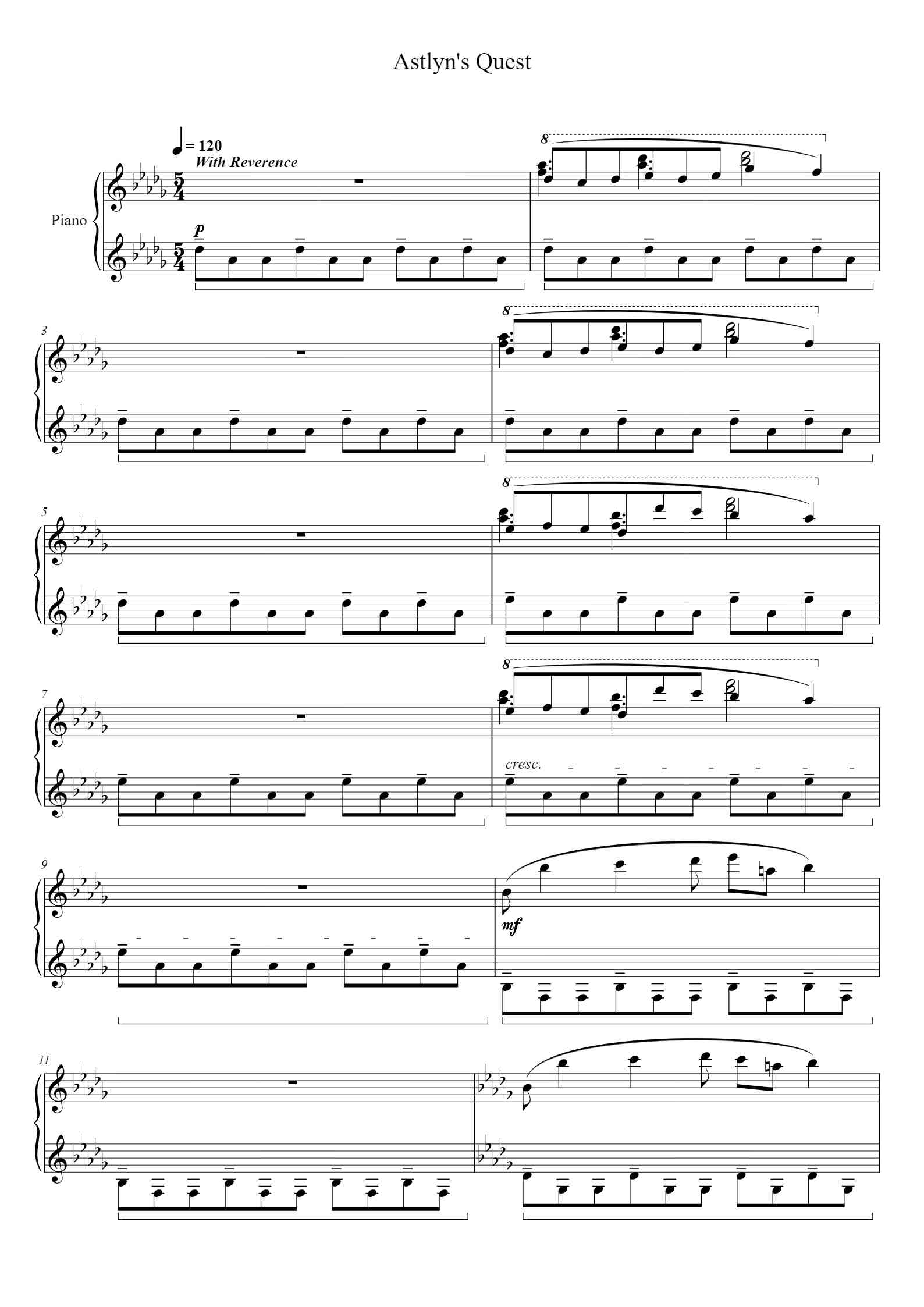 'Astlyn's Quest' - Piano Sheet Music By Dean Courtney Adamson | TOPiano