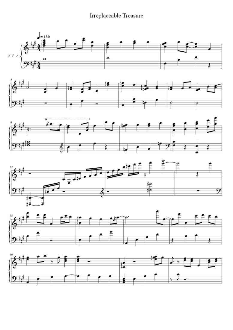 'Irreplaceable Treasure' - Piano Sheet Music By xxx | TOPiano