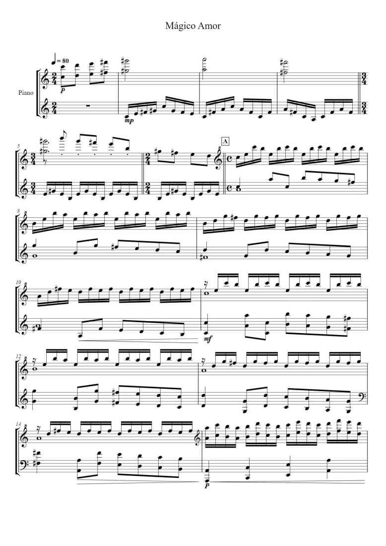 'Mágico Amor' - Piano Sheet Music By xxx | TOPiano